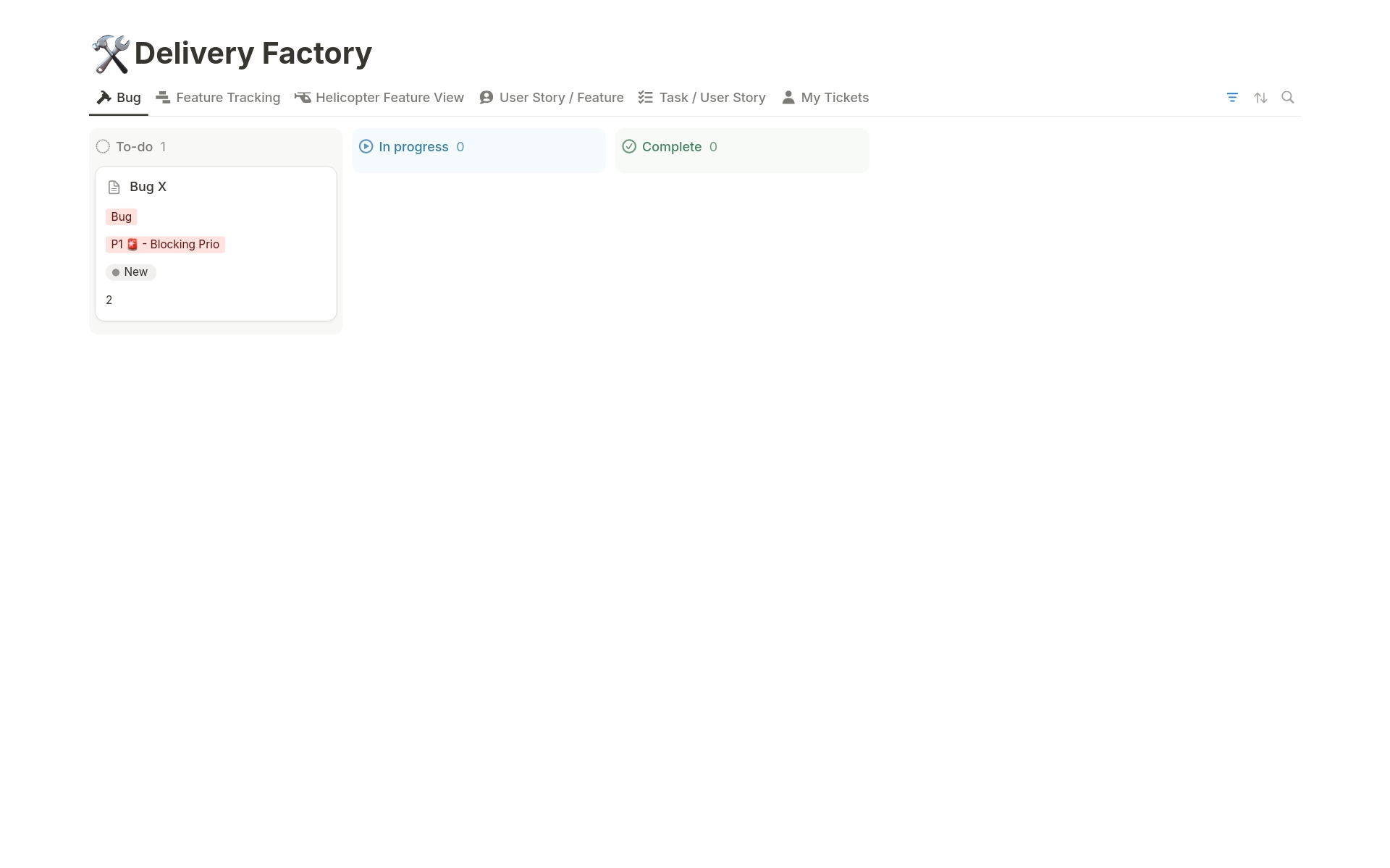 Delivery Factory : Features & Bugs Tracking Template | Notion Marketplace