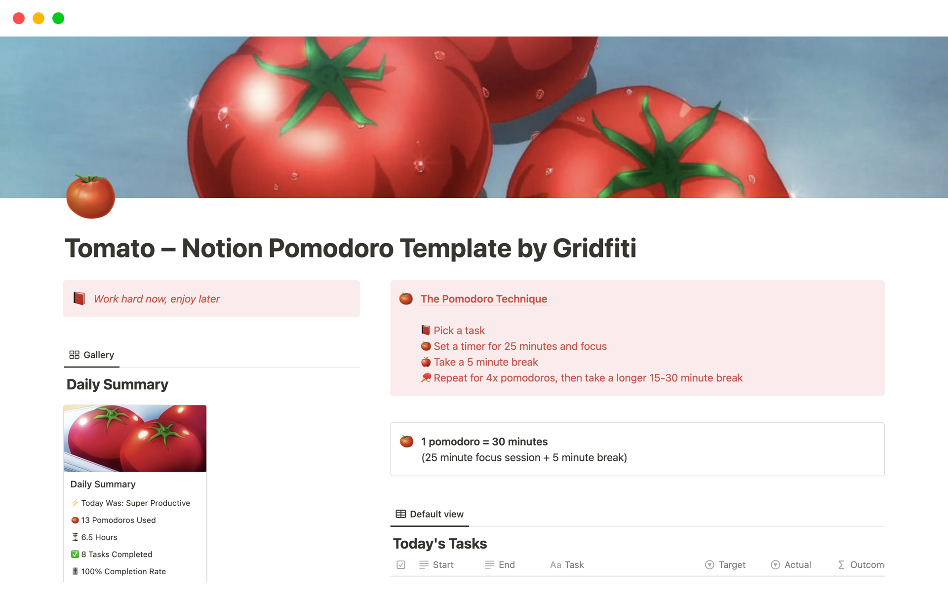 Pomodoro Timer And Tracker Template By Gridfiti Notion Marketplace