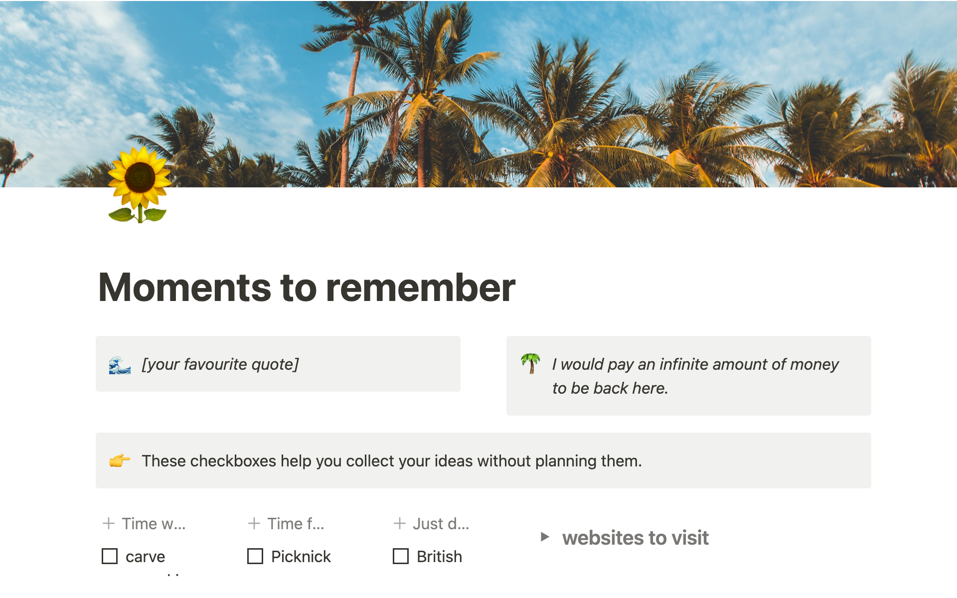 Moments to remember Template | Notion Marketplace