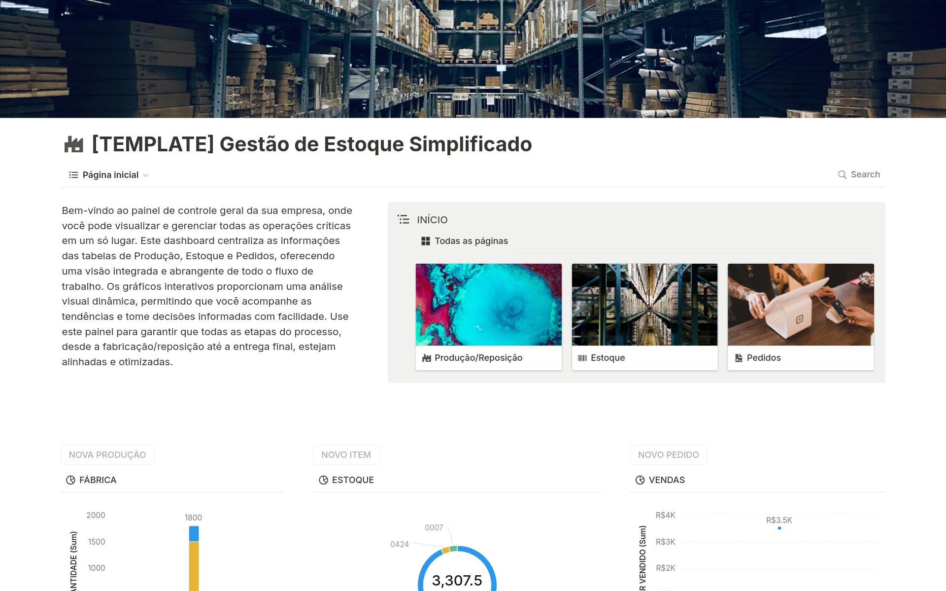 Modelo Gestão de Estoque Simplificado | Marketplace do Notion