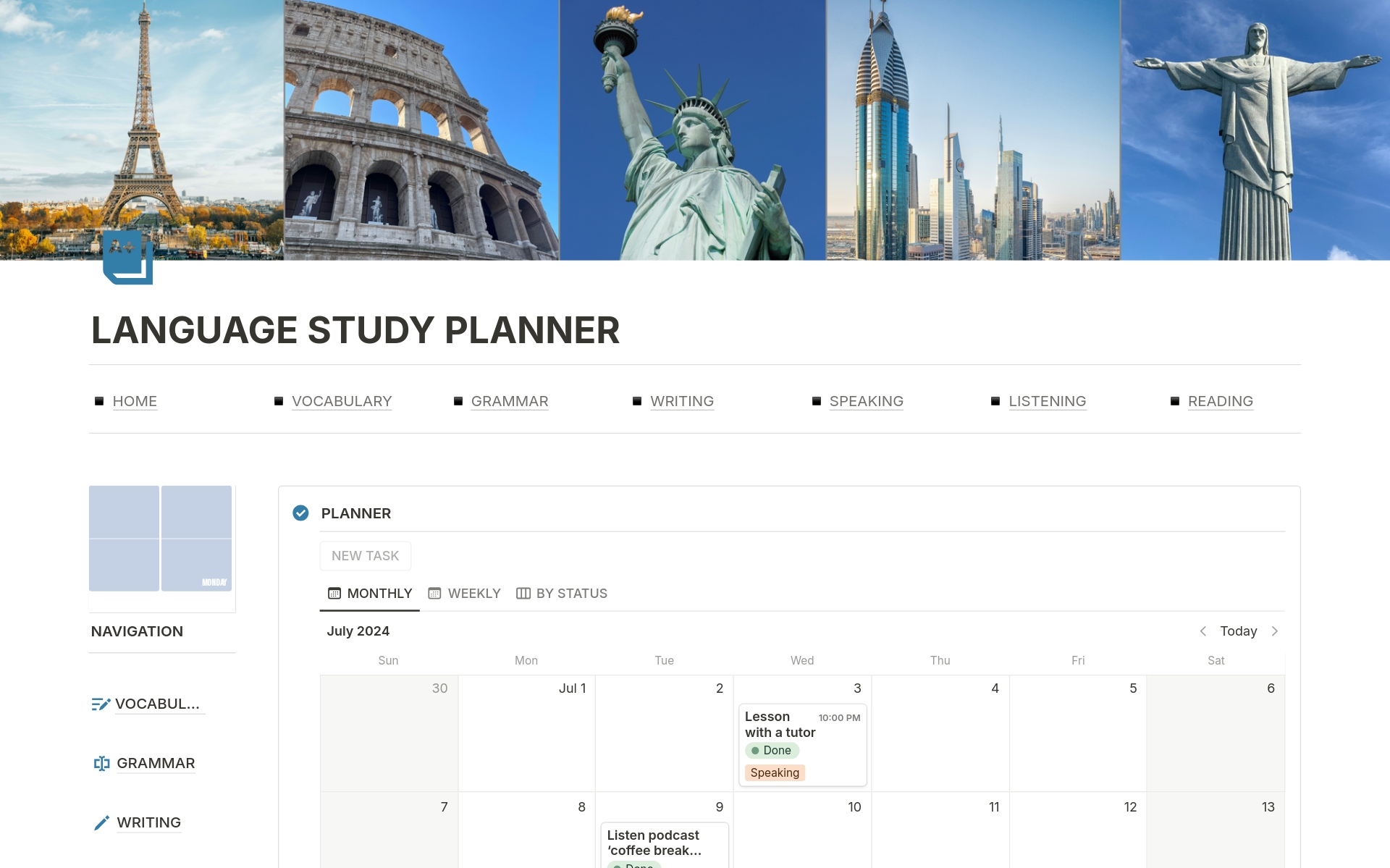 Language Study Planner Template | Notion Marketplace