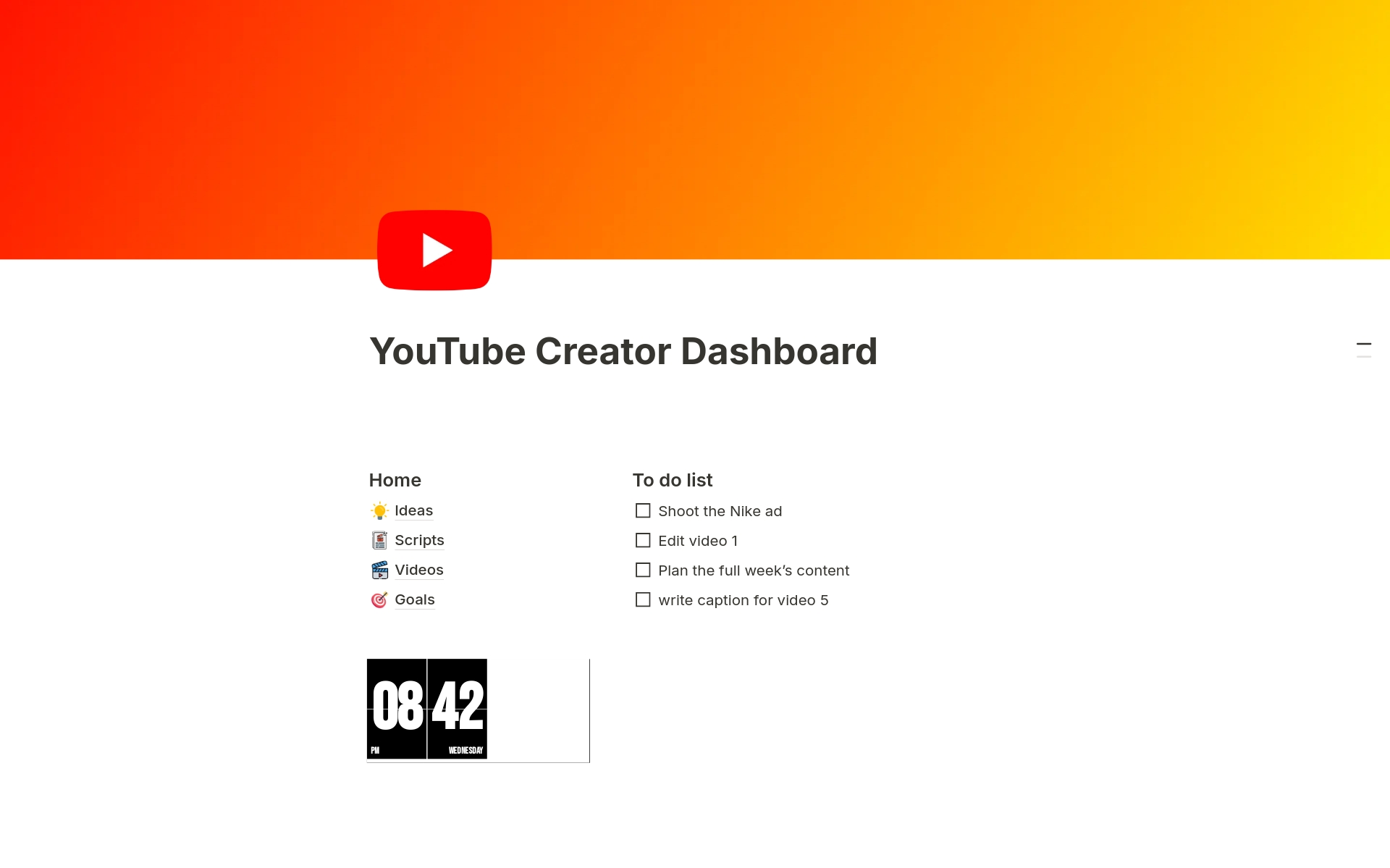 YouTube Creator Dashboard Template | Notion Marketplace