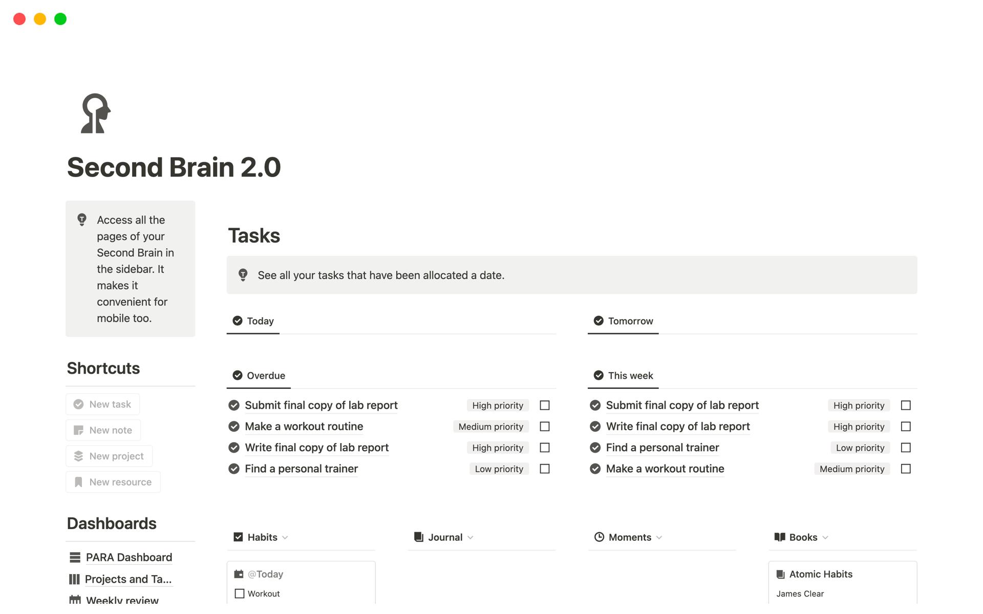 Second Brain Template by Notion Street | Notion Marketplace