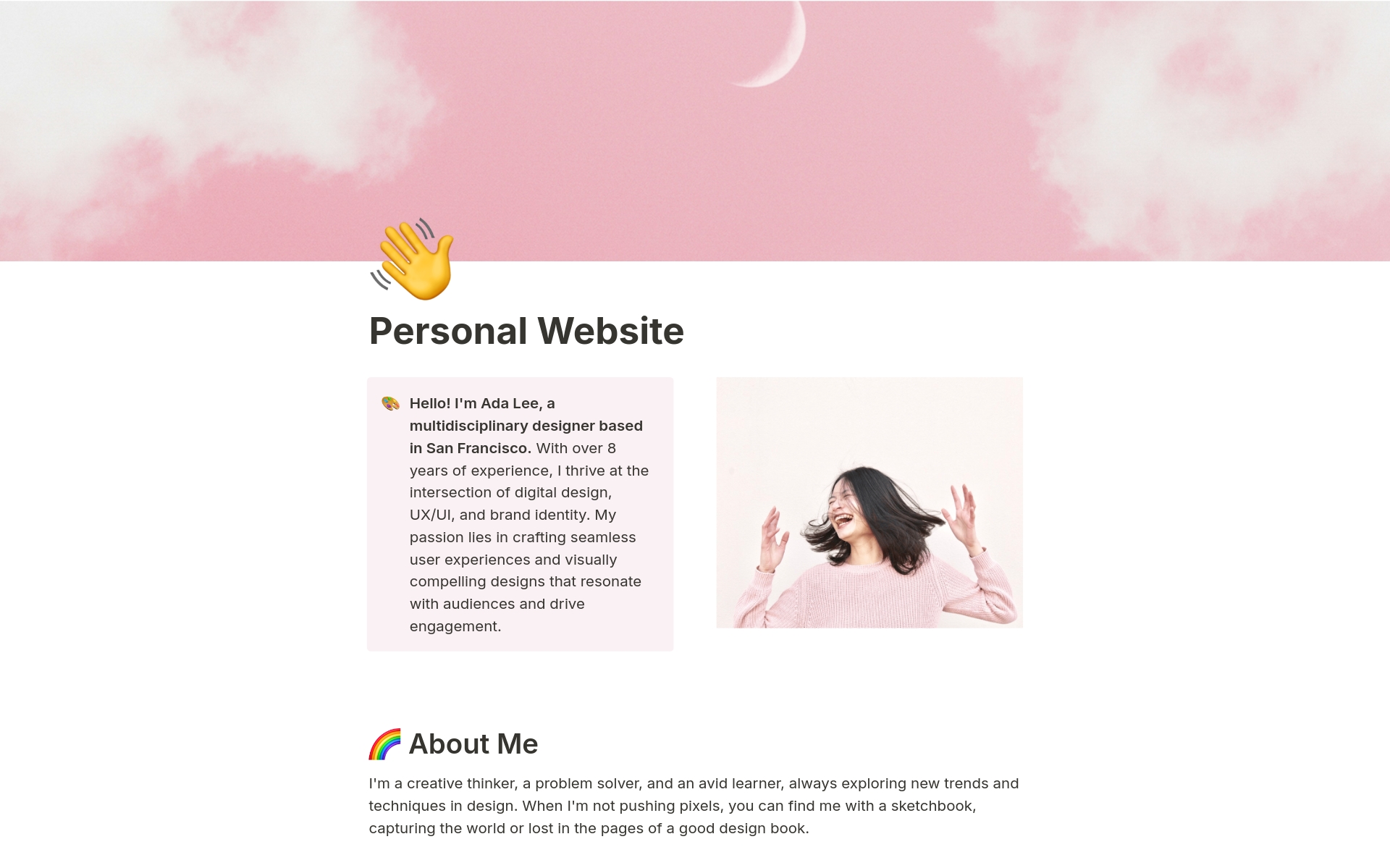 Simple Personal Website Template by Notion | Notion Marketplace