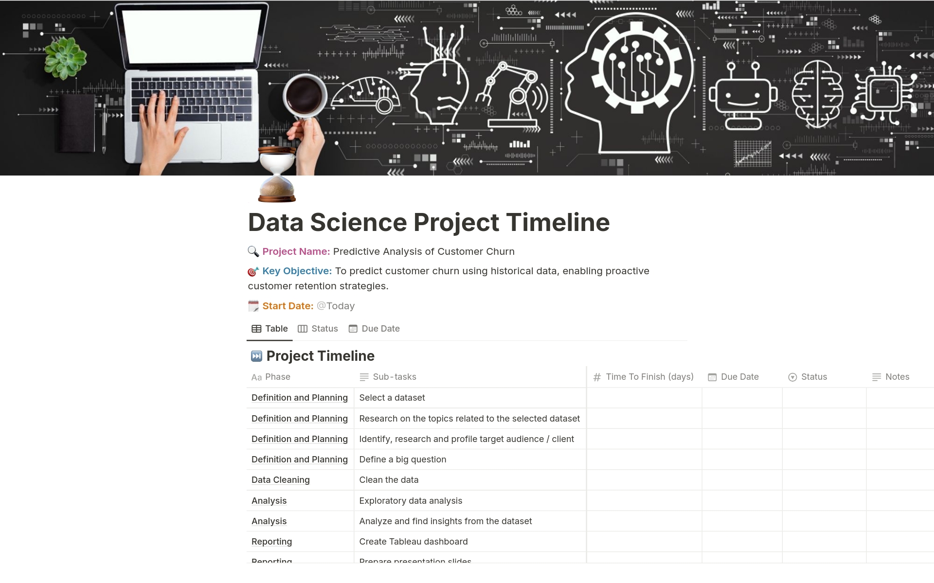 Simple Data Science Project Timeline Template by TogepiLinhVuu | Notion ...