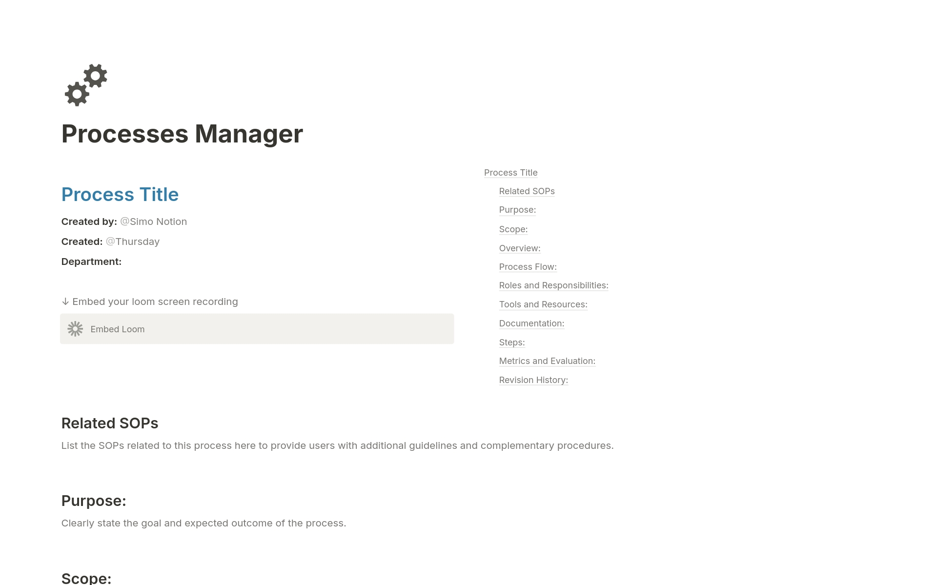 Processes Manager Template | Notion Marketplace