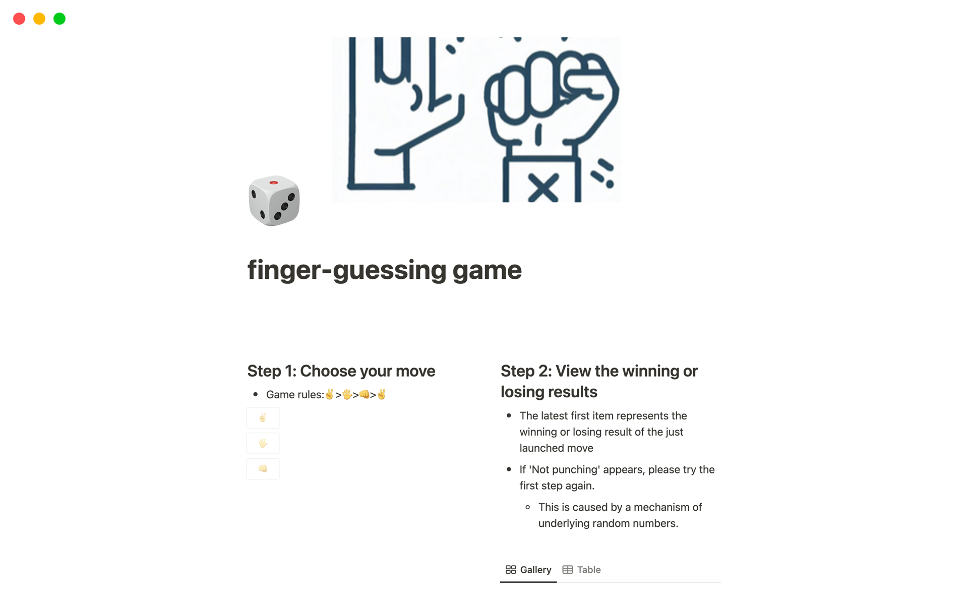 finger-guessing game Template | Notion Marketplace