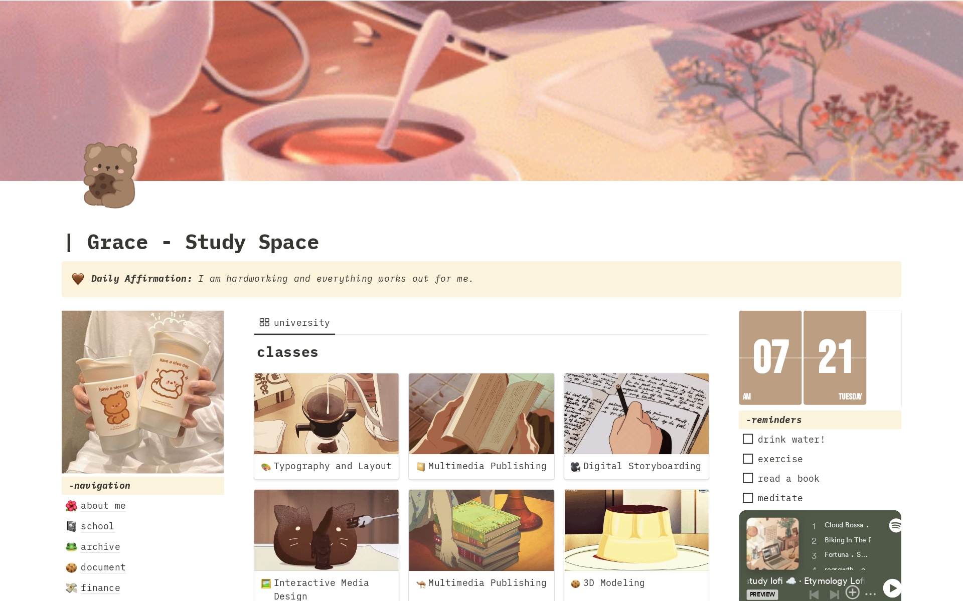 Student Planner Template by Grace Digitals Co. | Notion Marketplace