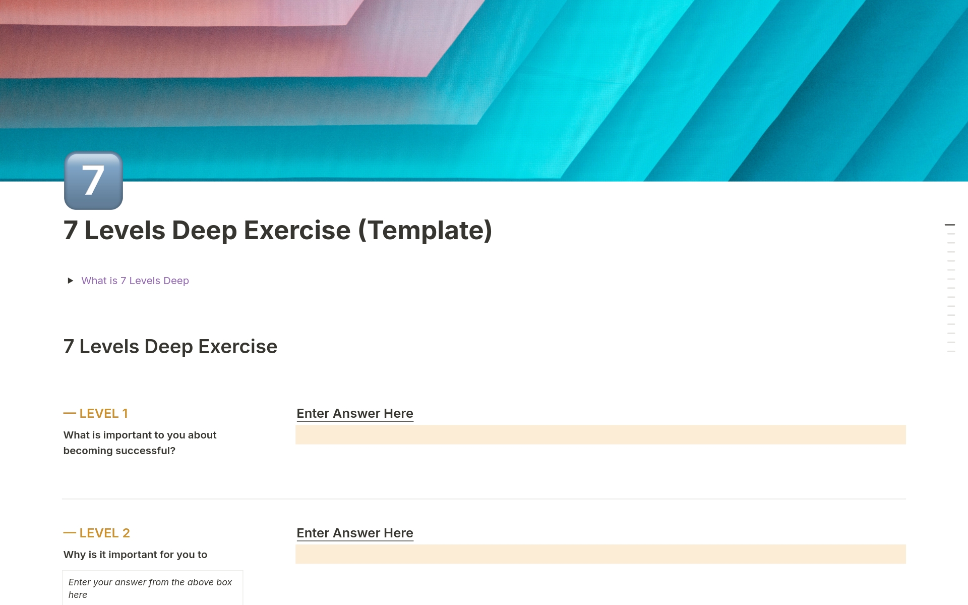 7 Levels Deep Exercise Template | Notion Marketplace