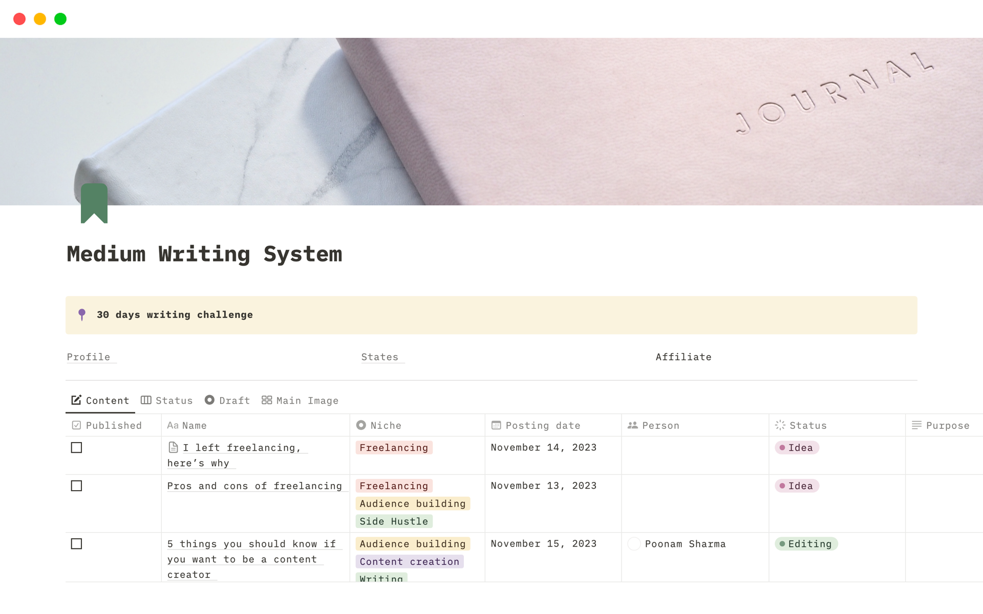 Medium Writing System Template | Notion Marketplace