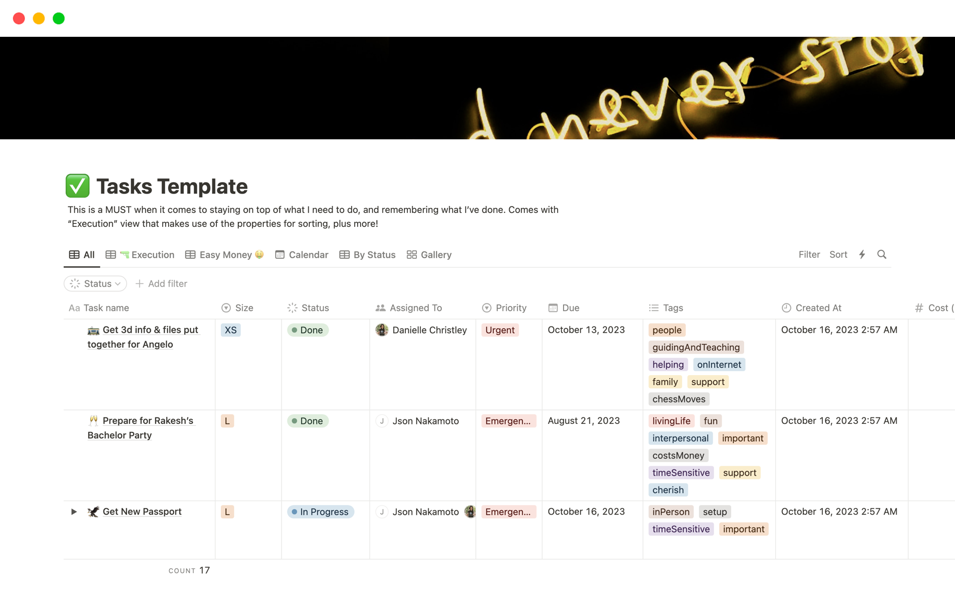 Tasks Template by Json Nakamoto | Notion Marketplace
