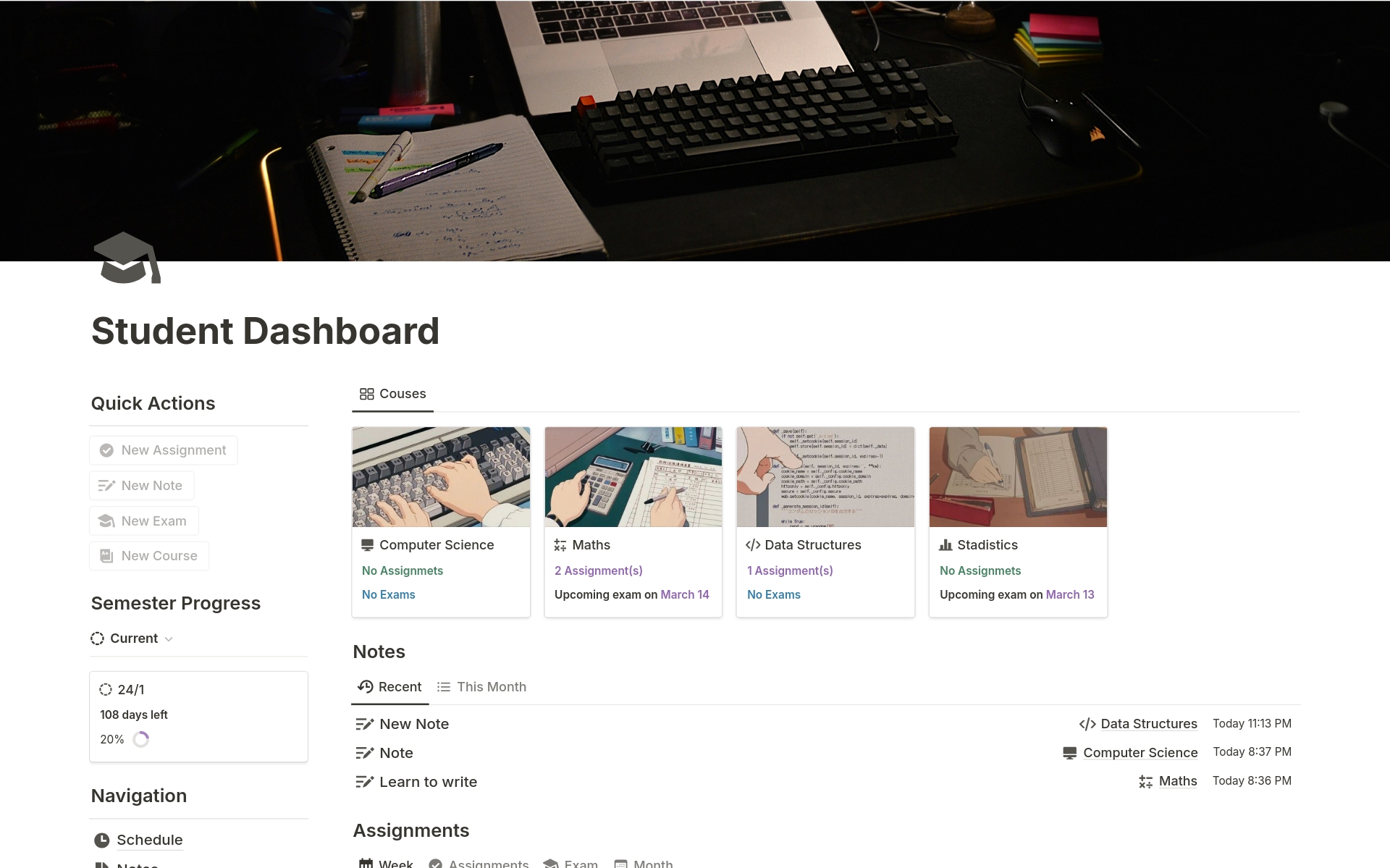 Student Dashboard Template by Yael M | Notion Marketplace