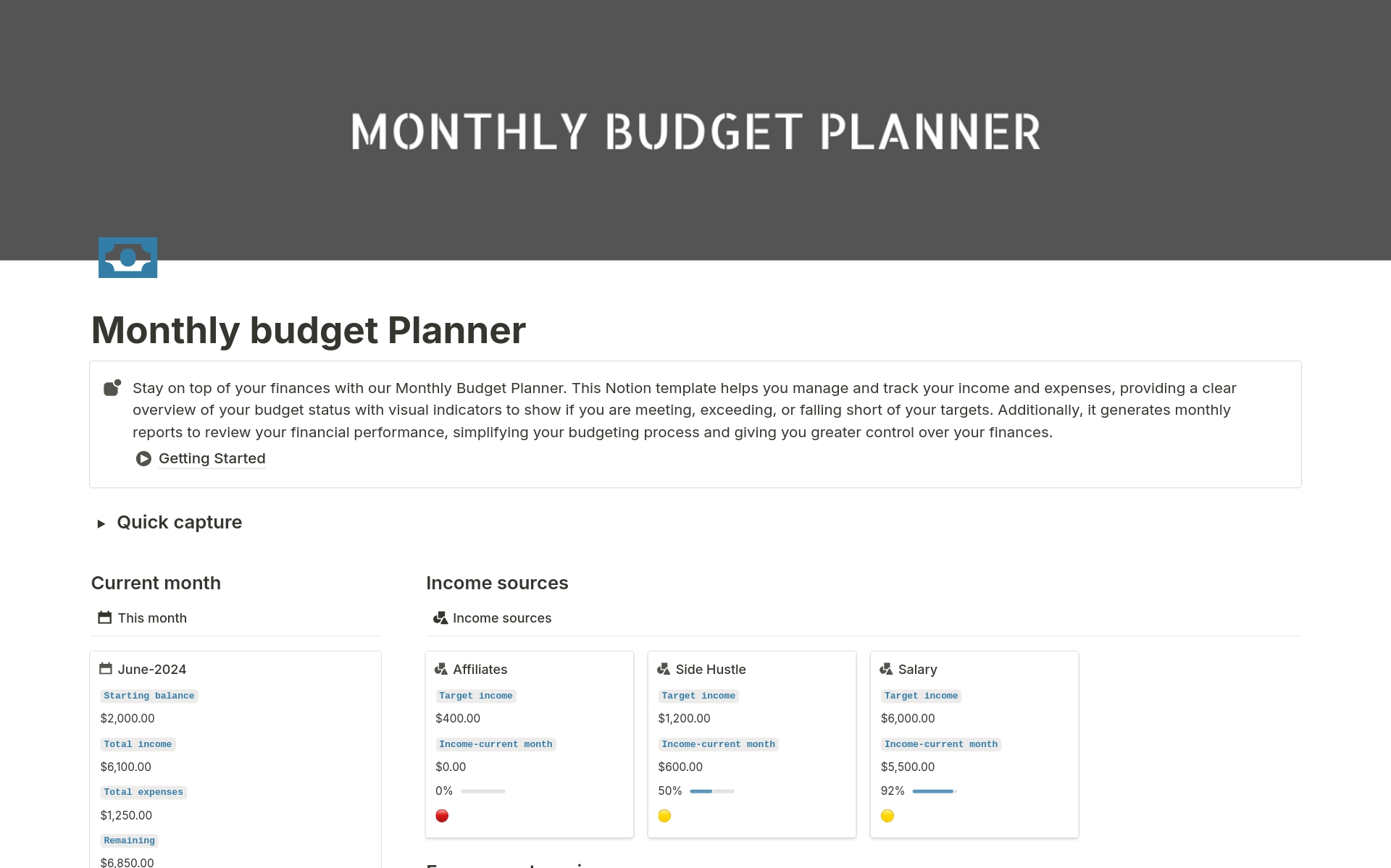 Monthly budget planner Template | Notion Marketplace