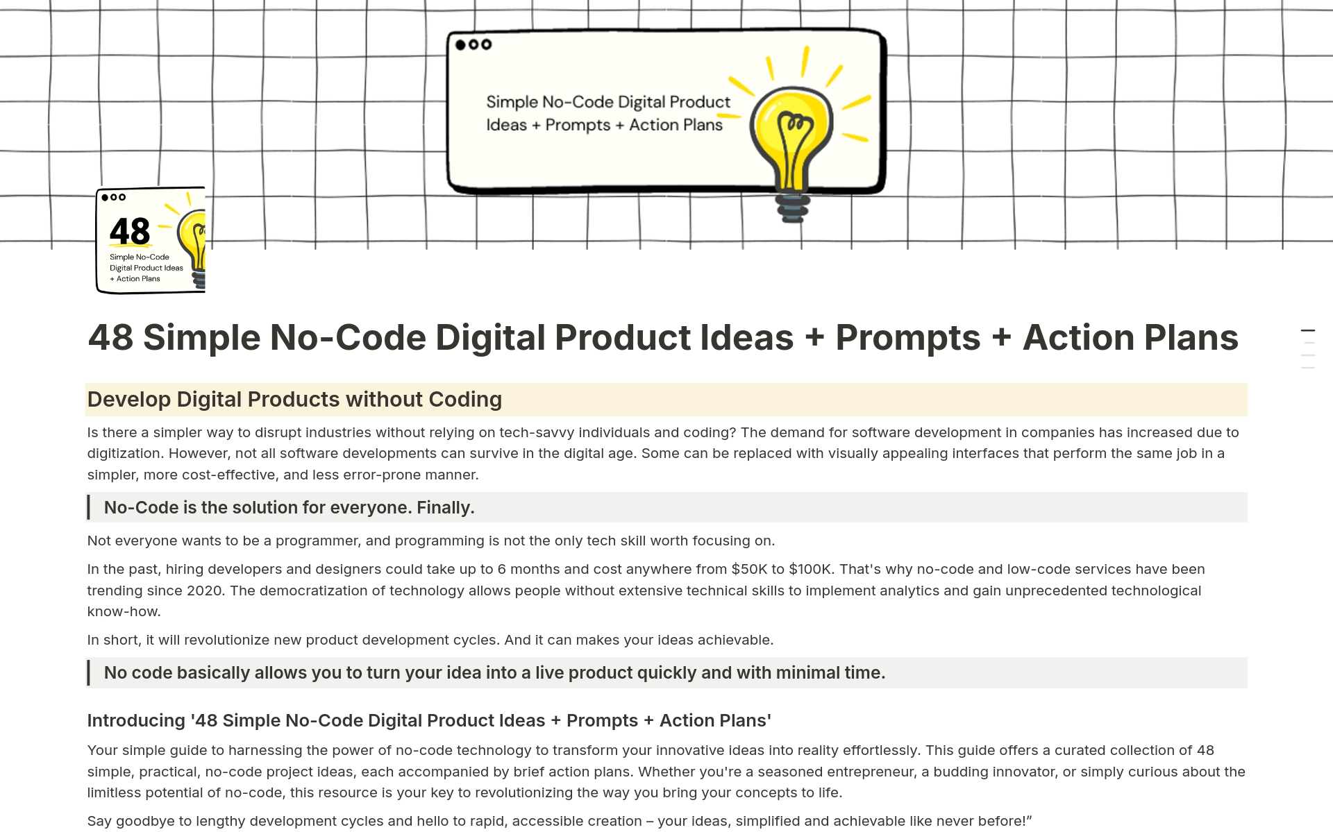 48 Simple No-Code Digital Product Ideas Template by Anfernee | Notion ...