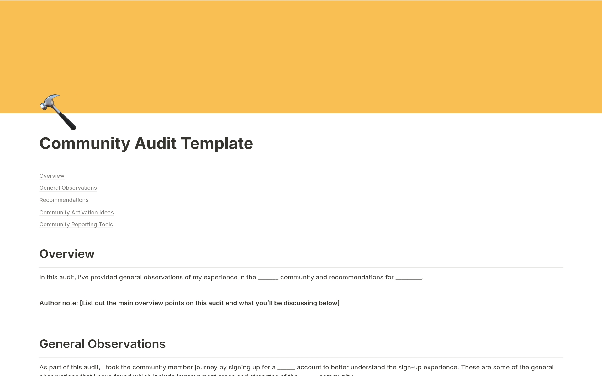 Community Audit Template | Notion Marketplace