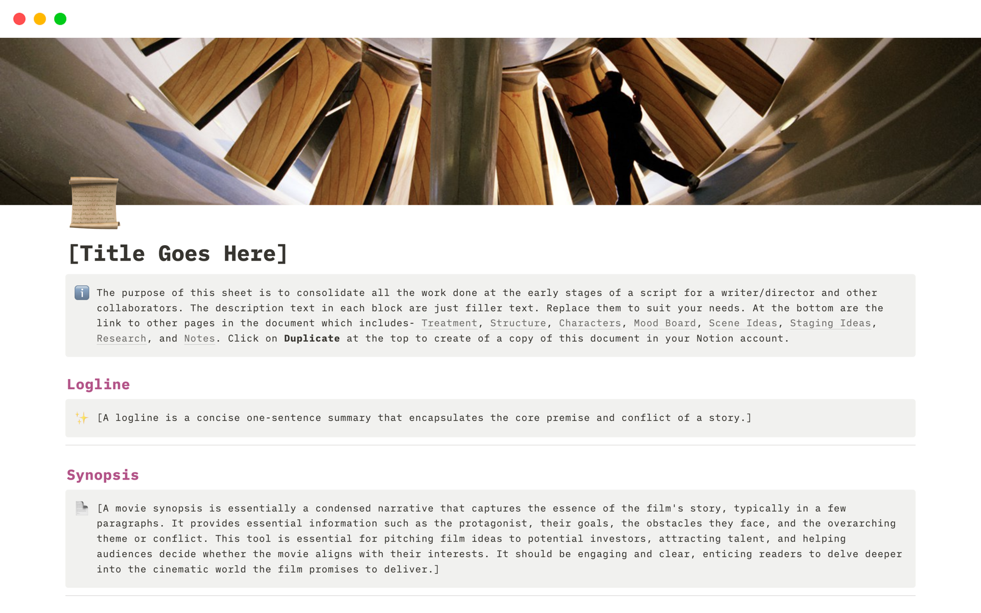 Screenplay Starter Template | Notion Marketplace