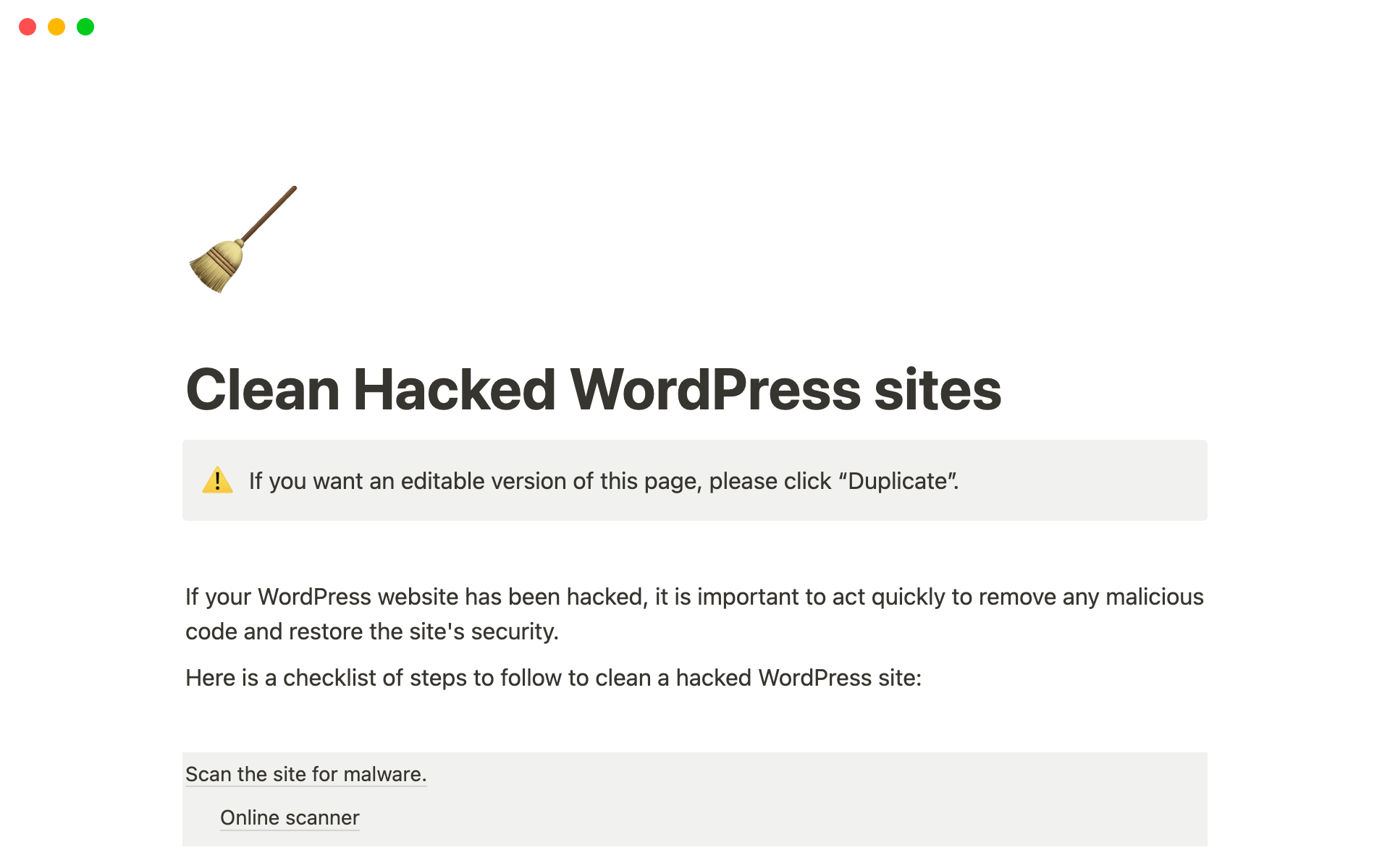 Guide Clean Hacked Wordpress Sites Template Notion Marketplace