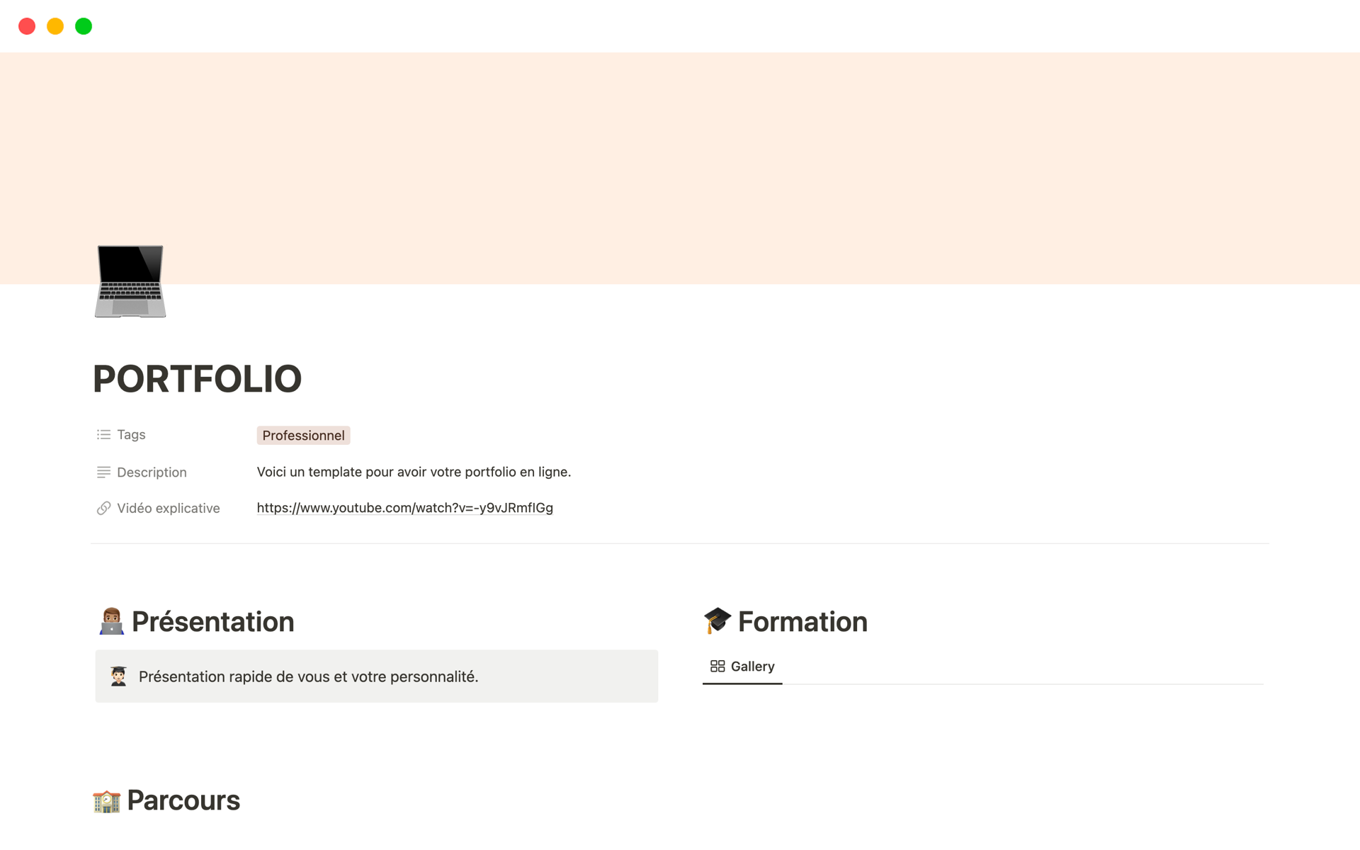 Modèle Portfolio | Marketplace Notion