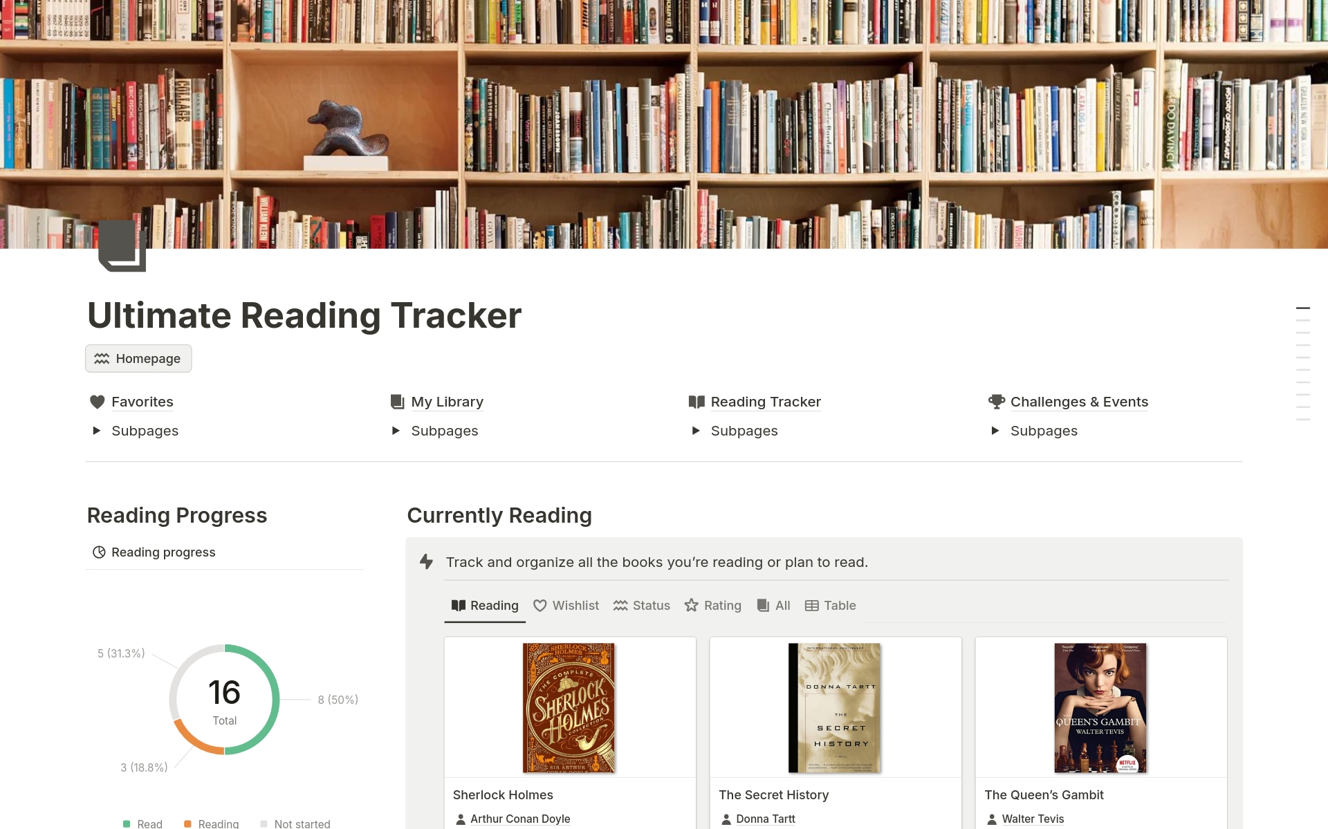 Ultimate Reading Tracker, Books, Learning Template | Notion Marketplace