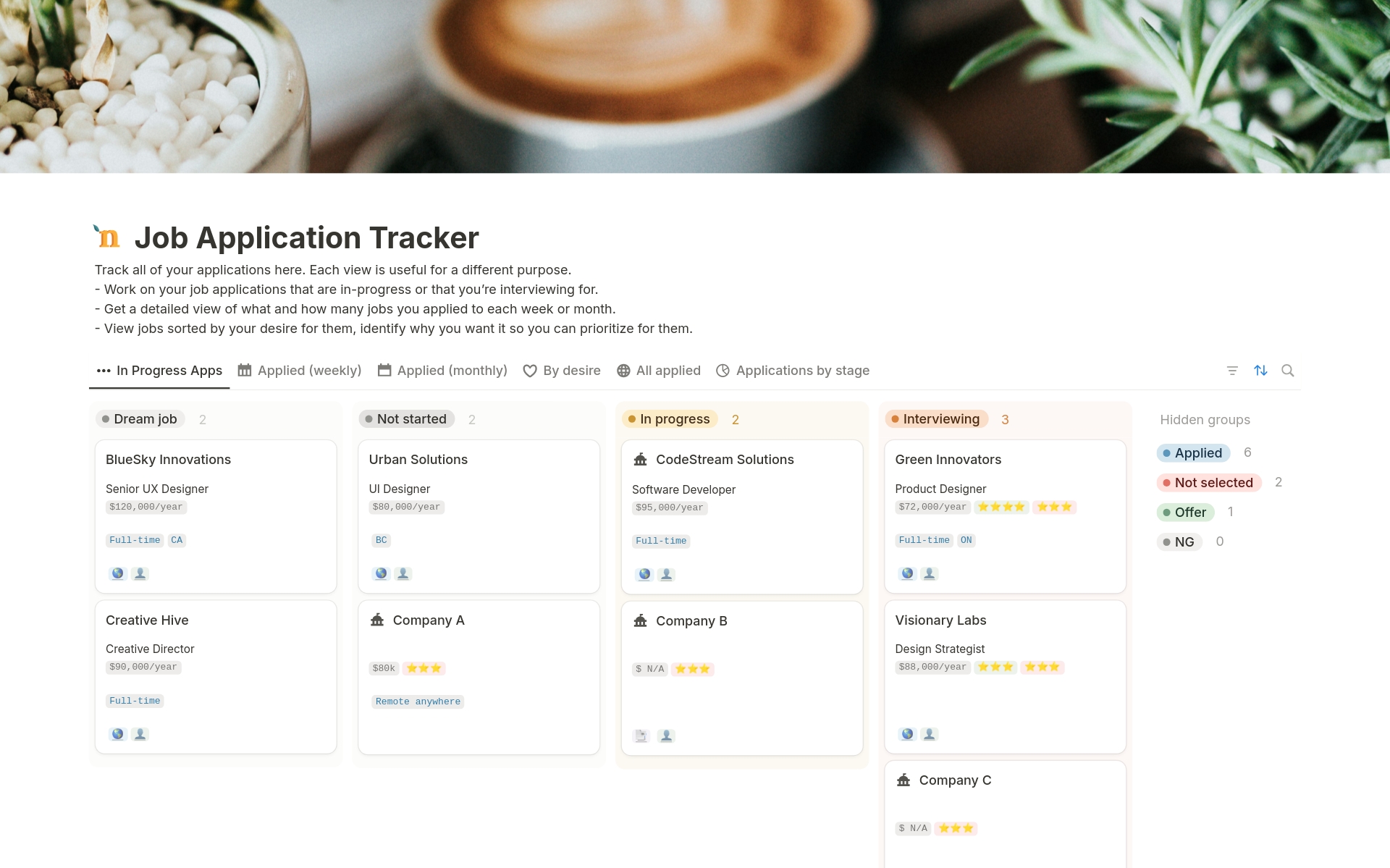 Job application database Template | Notion Marketplace
