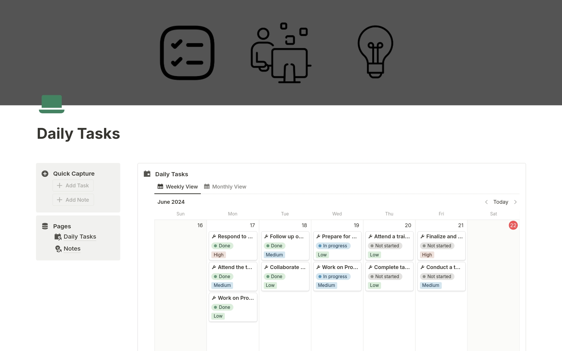 Daily Tasks Template | Notion Marketplace