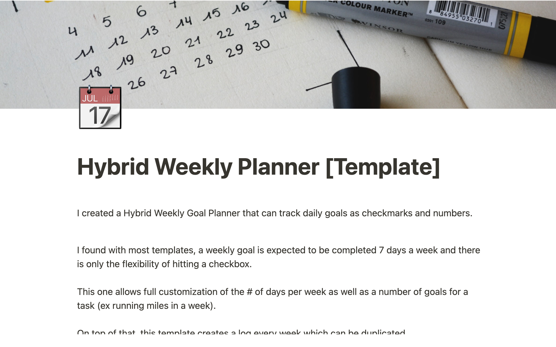 Hybrid Weekly Habit Planner Template by Ryan Nolan | Notion Marketplace