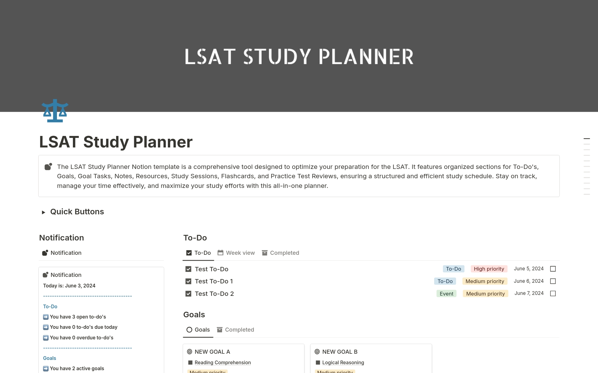 LSAT Study planner Template | Notion Marketplace