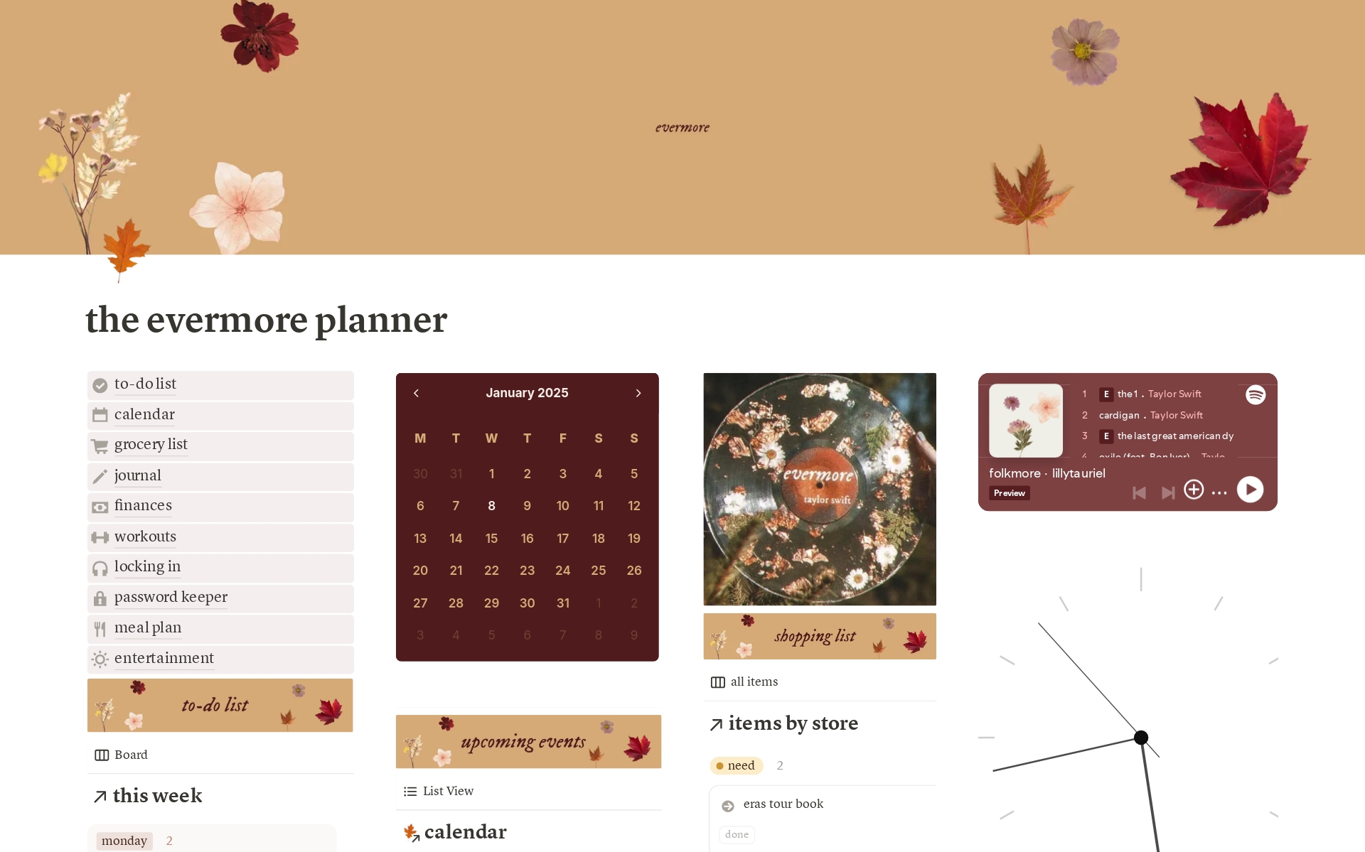the evermore era ultimate swiftie planner Template | Notion Marketplace