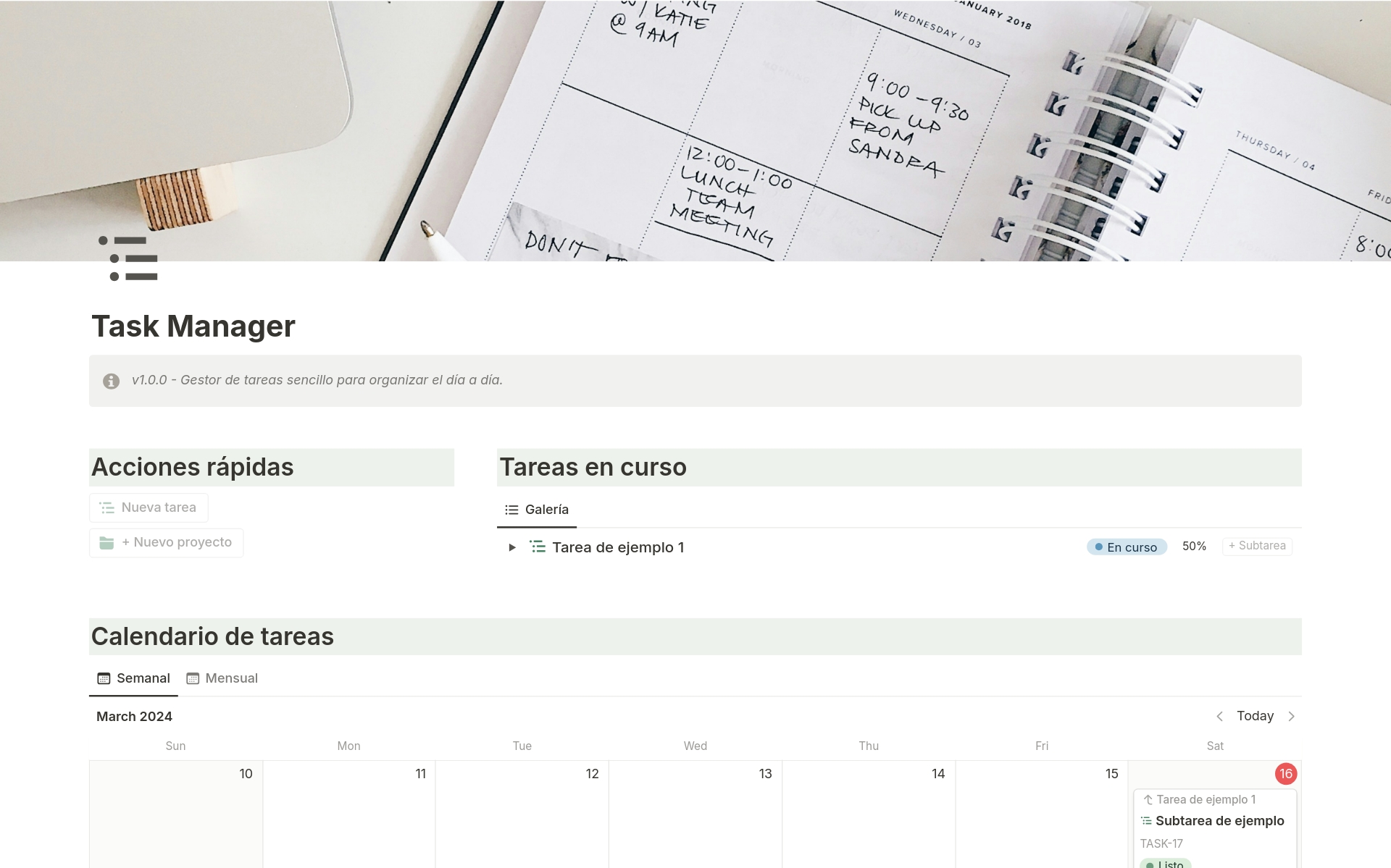 Plantilla Simple Task Manager | Notion Marketplace
