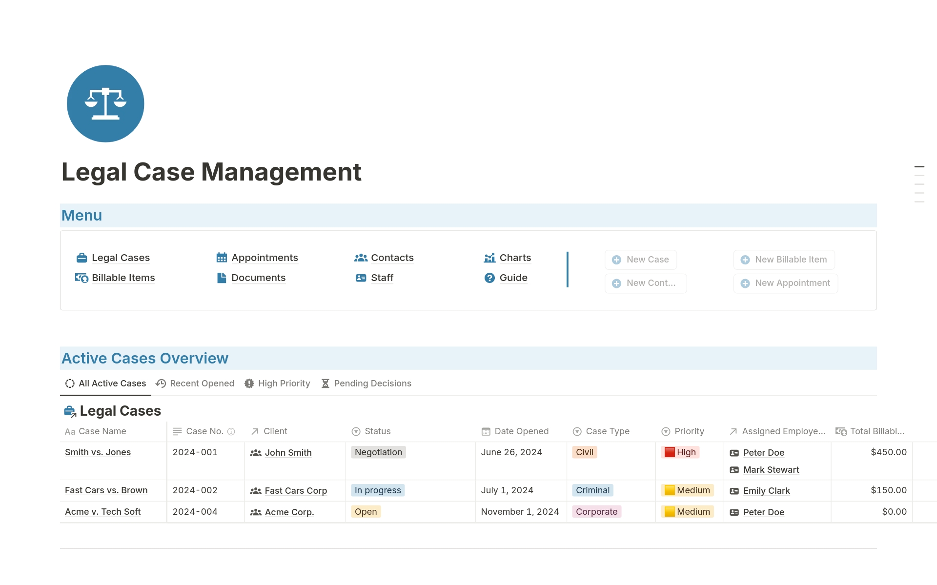 Legal Case Management Template by Anaïs | Notion Marketplace