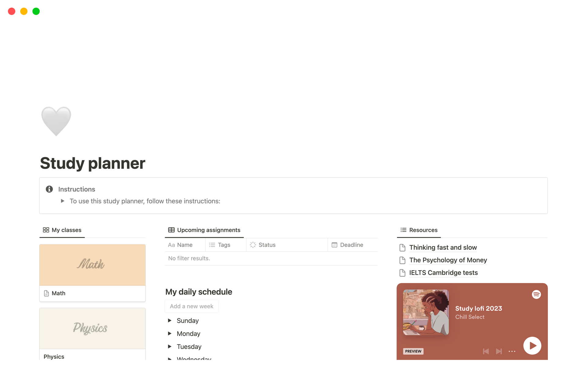 Study planner Template by Natalie | Notion Marketplace
