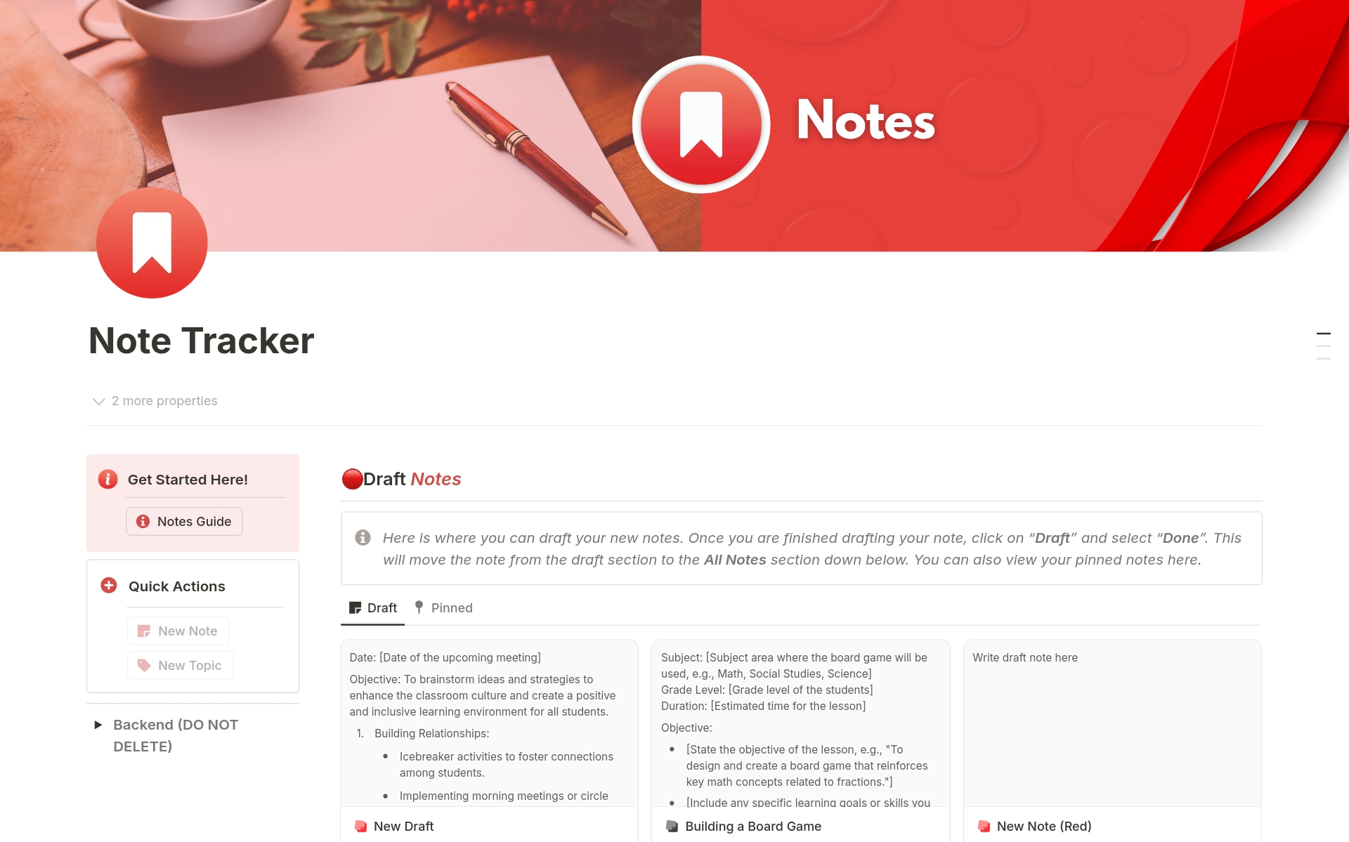 Teacher Note Tracker Template | Notion Marketplace