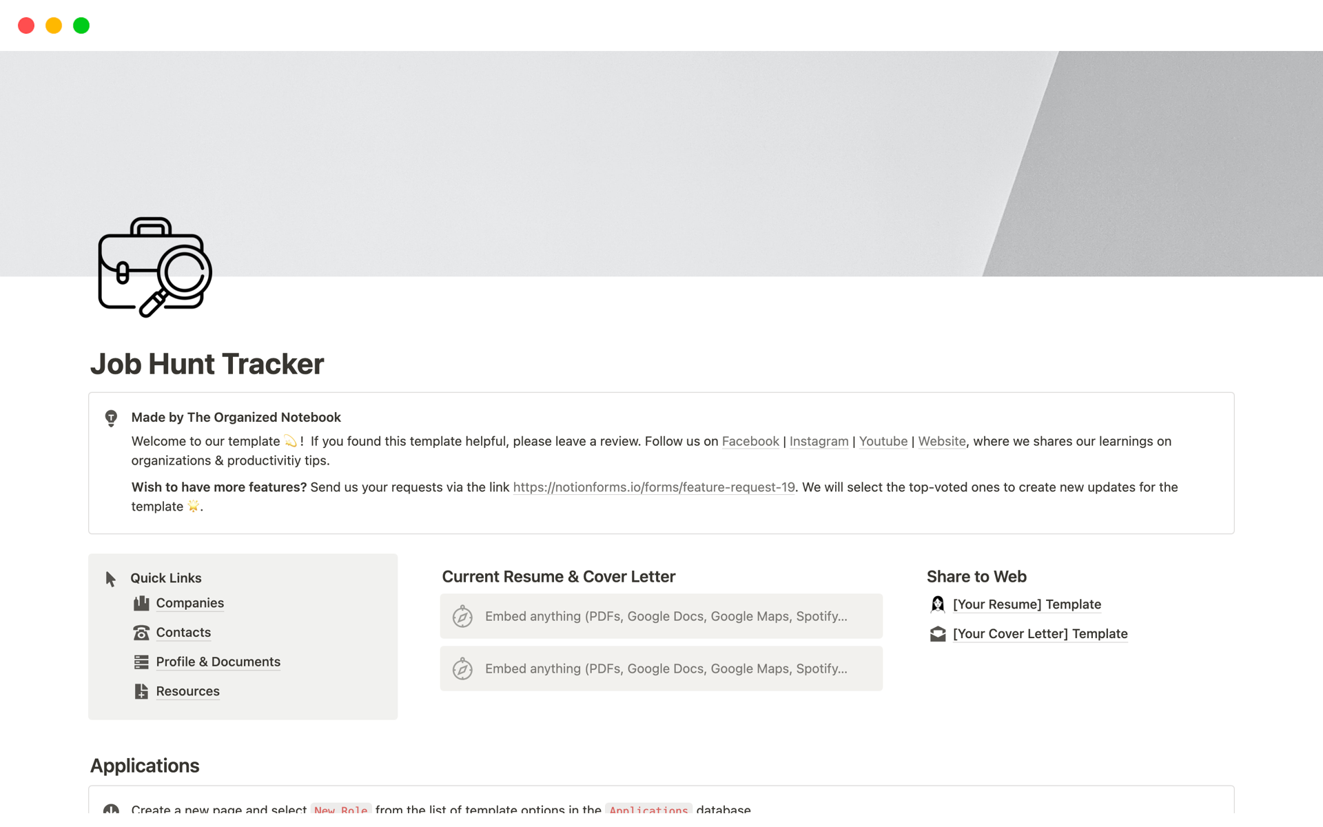 Job Hunt Tracker Template | Notion Marketplace