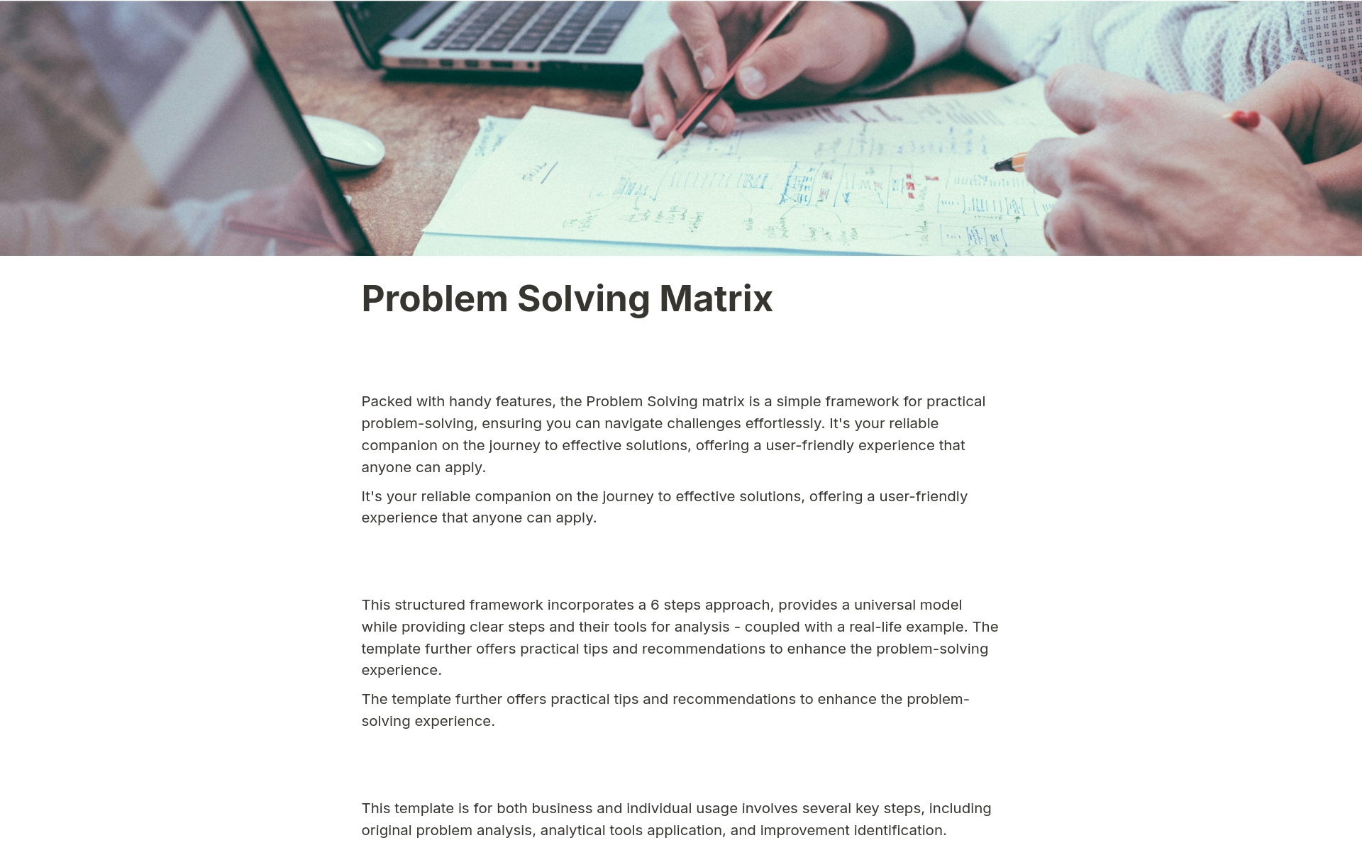 Problem Solving Matrix
