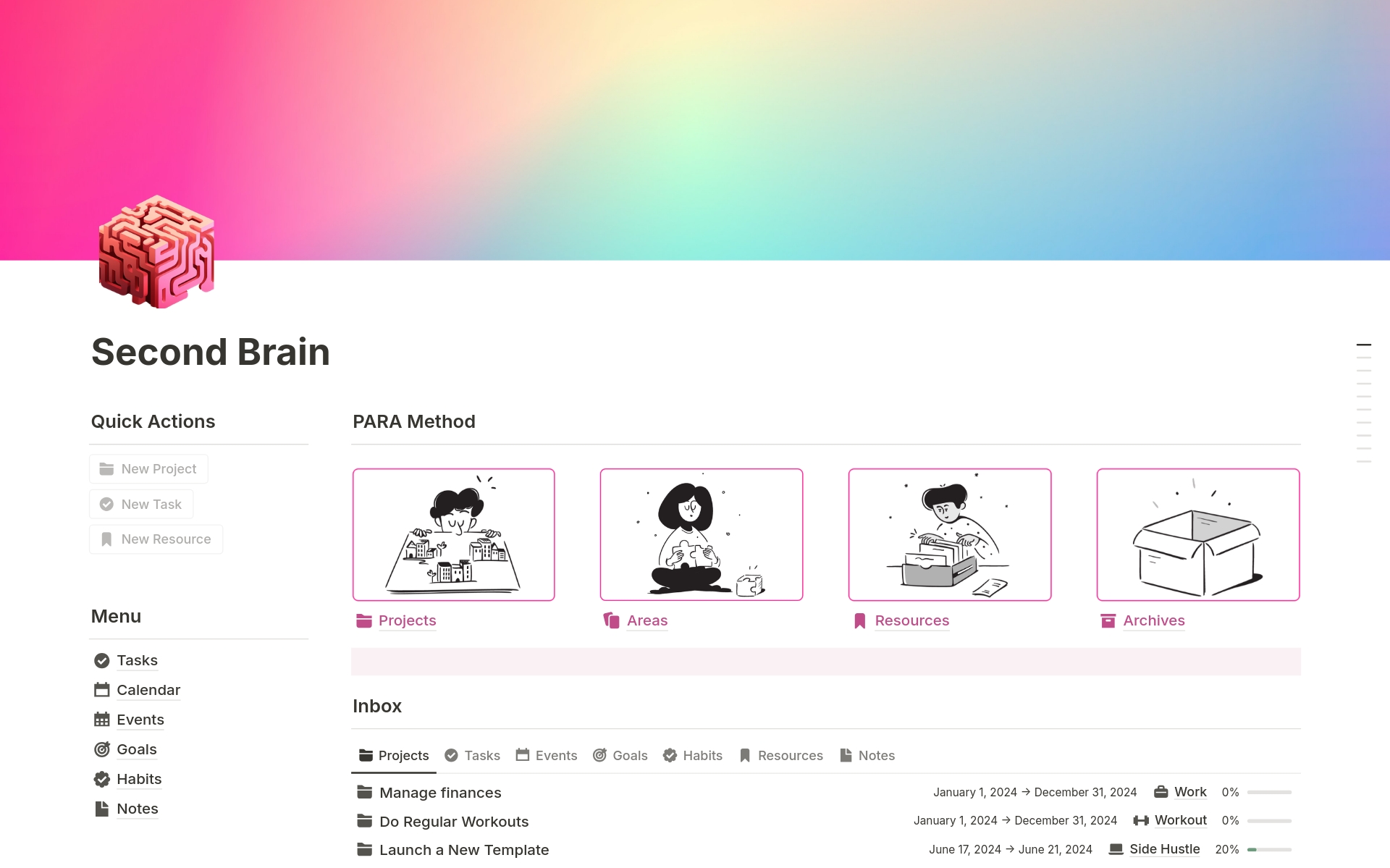 Second Brain [ Para Method ] Template by Joris Baker | Notion Marketplace