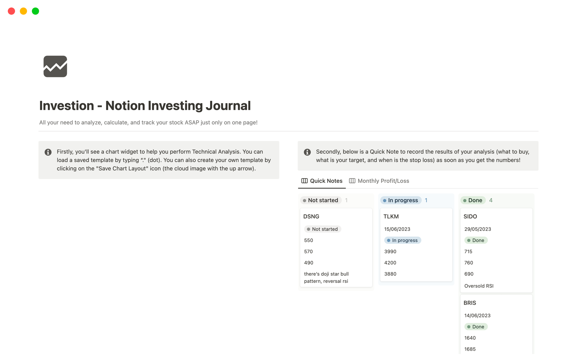 Investion - Notion Investing Journal Template by Alvathoni | Notion ...