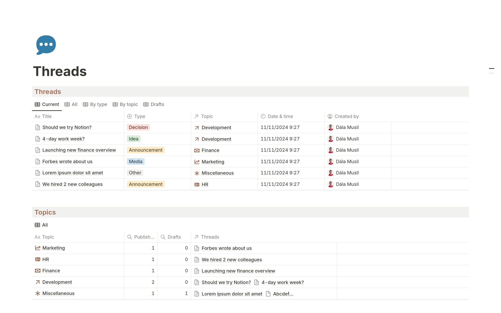 Threads Template | Notion Marketplace