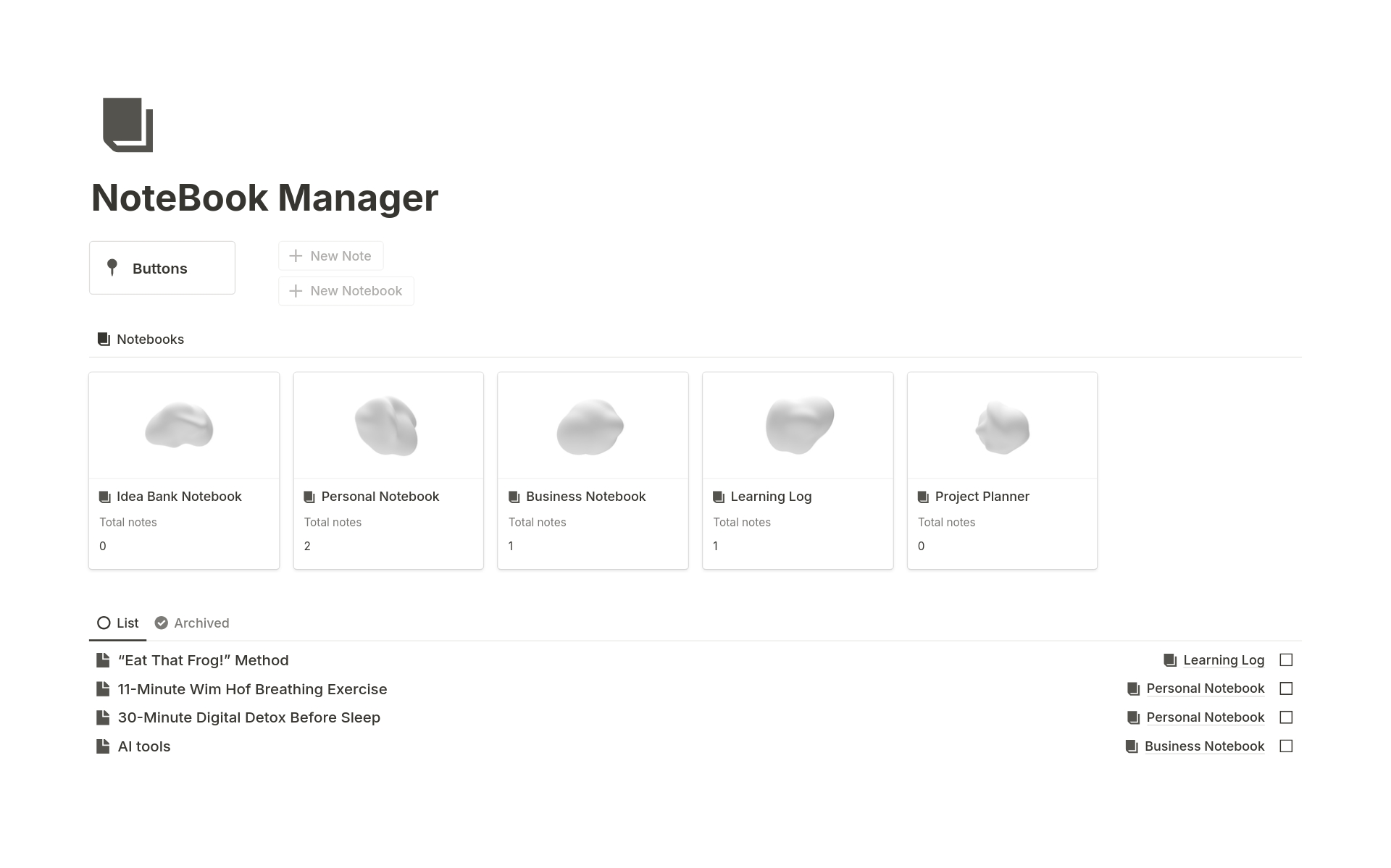 NoteBook Manager Template by Ivan | SimurgHub | Notion Marketplace