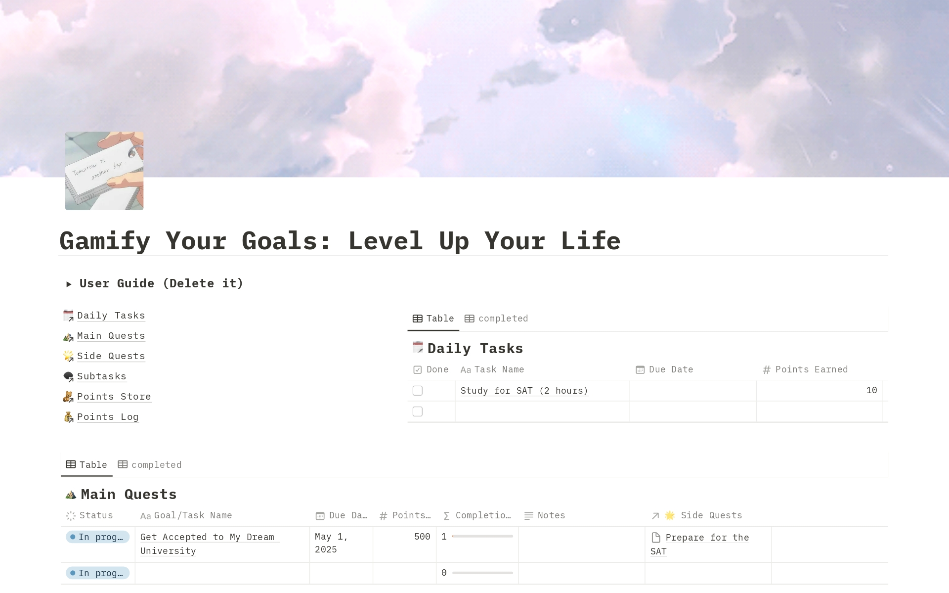 Gamify Your Goals: Level Up Your Life Template | Notion Marketplace