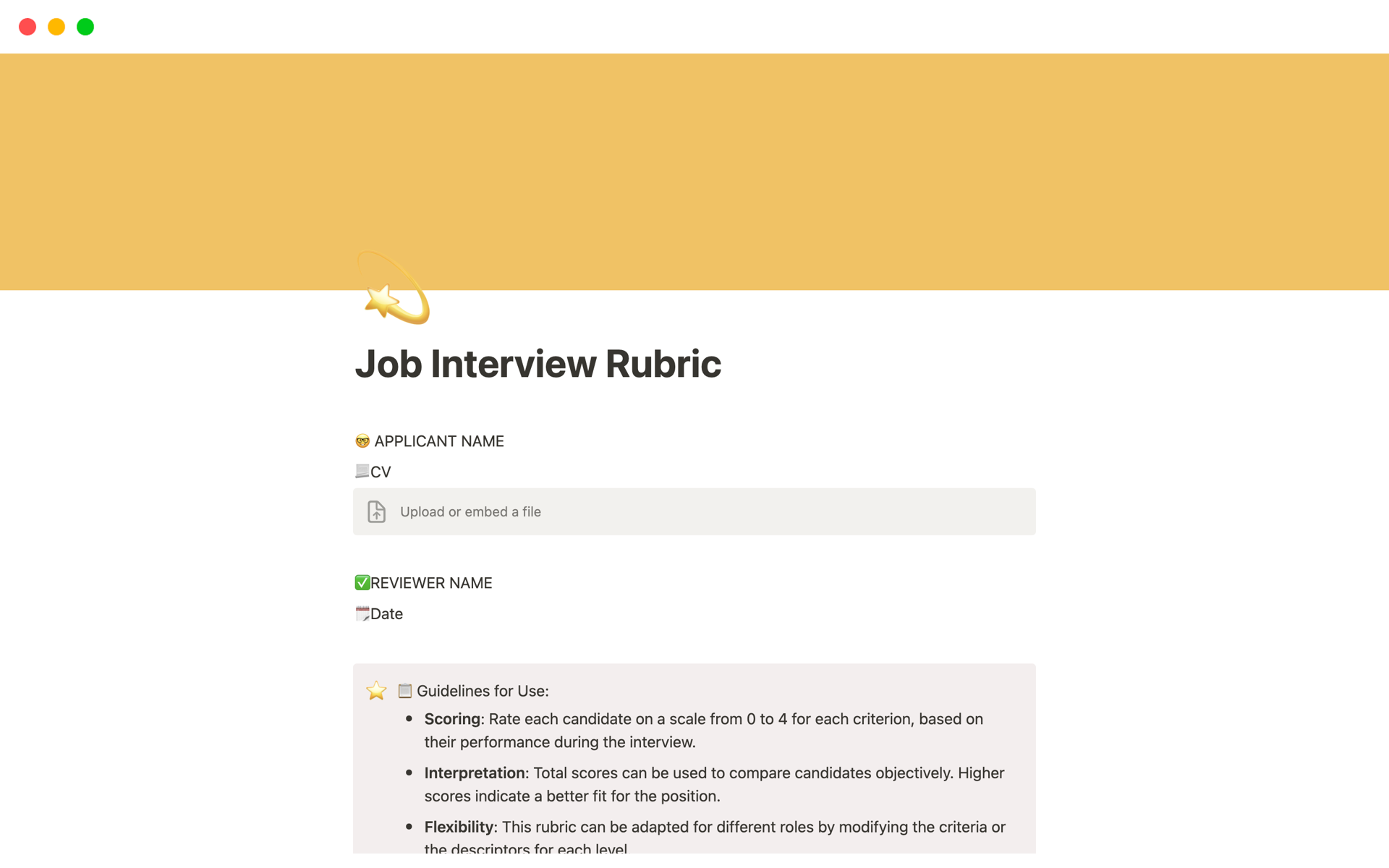 Job Interview Rubric Template | Notion Marketplace