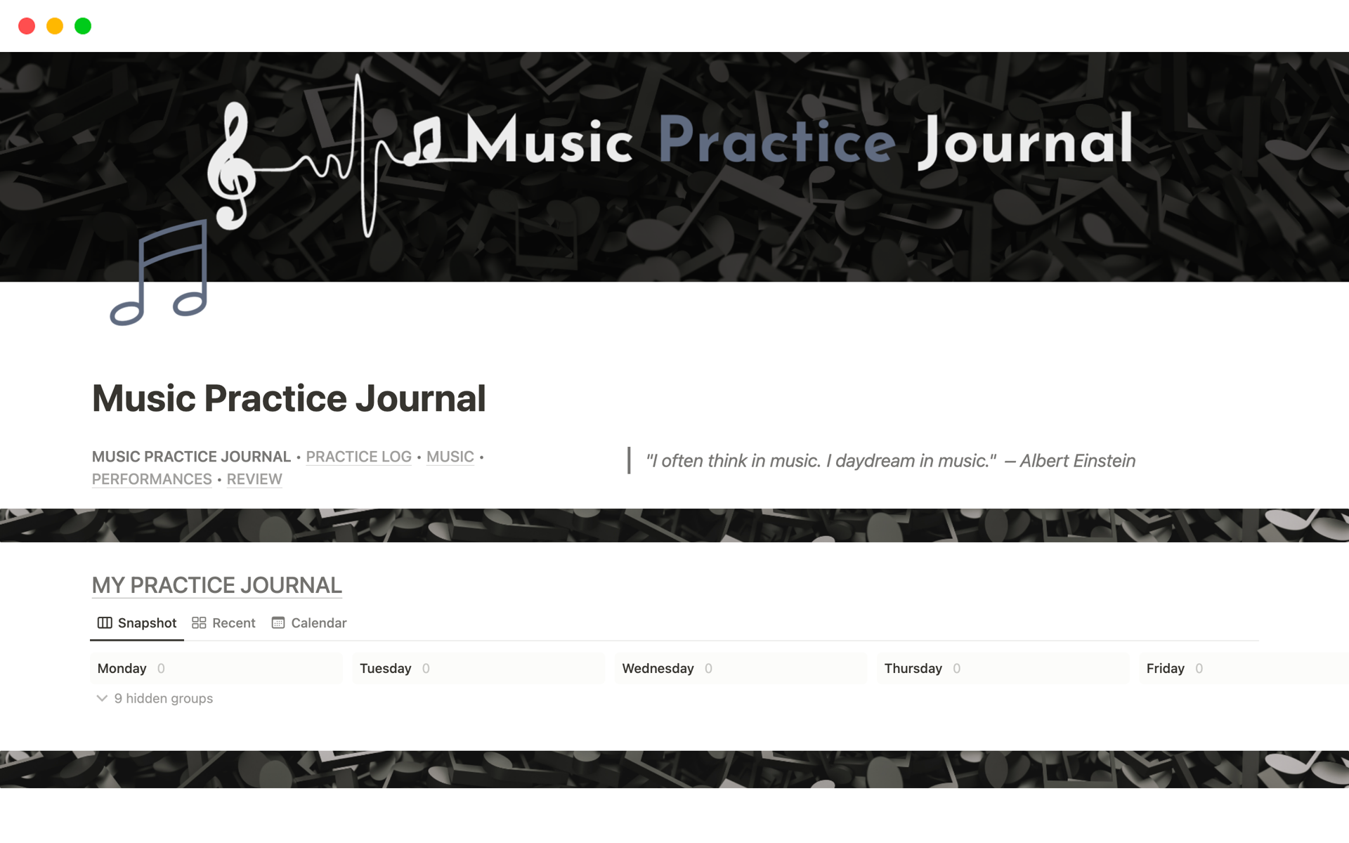 Music Practice Journal Template | Notion Marketplace