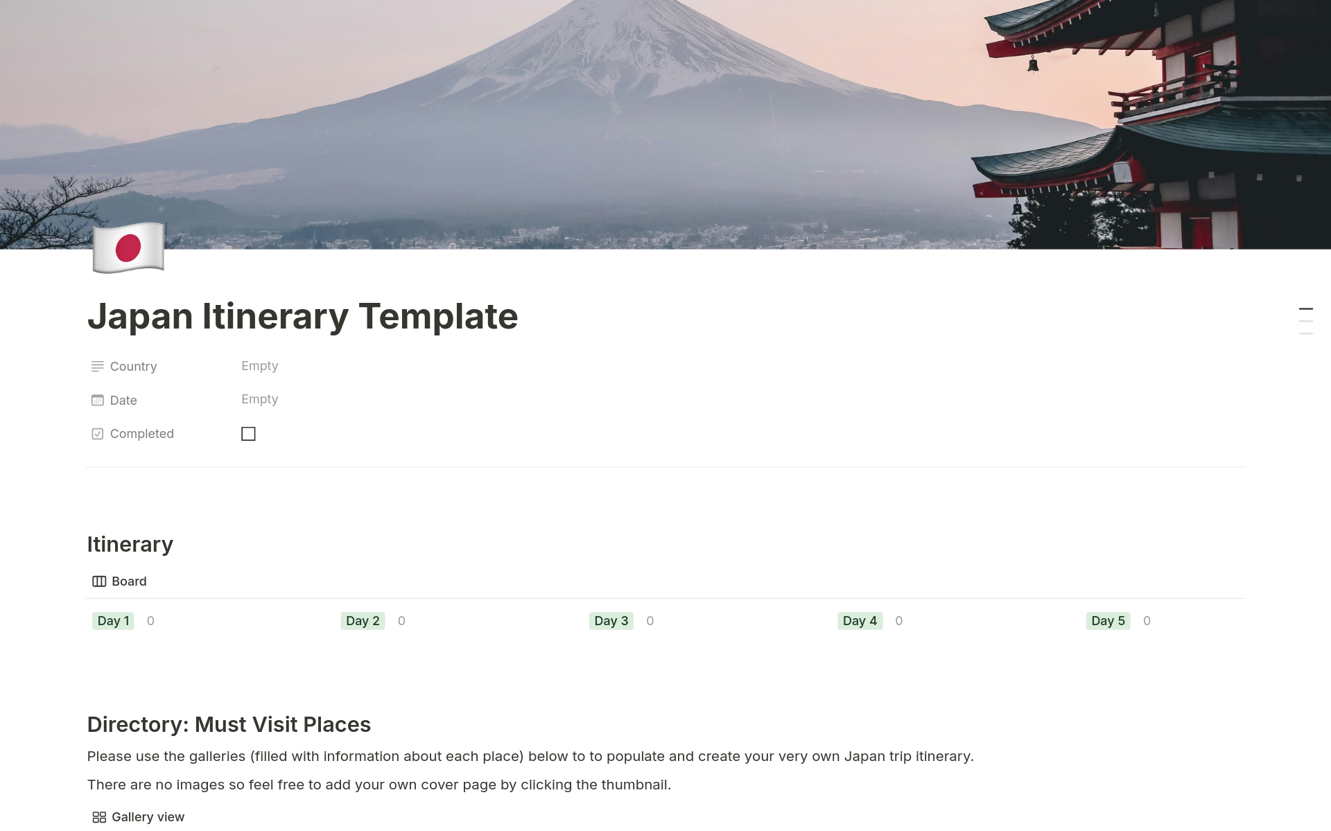 Japan Trip Itinerary Template by Manni Engel | Notion Marketplace