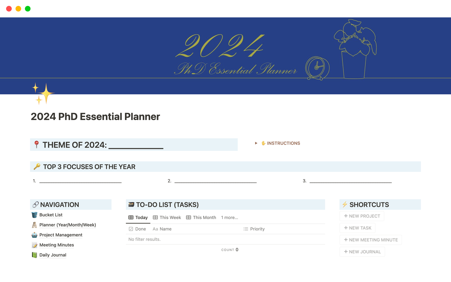 2024 PhD Essential Planner Template by Planx | Notion Marketplace