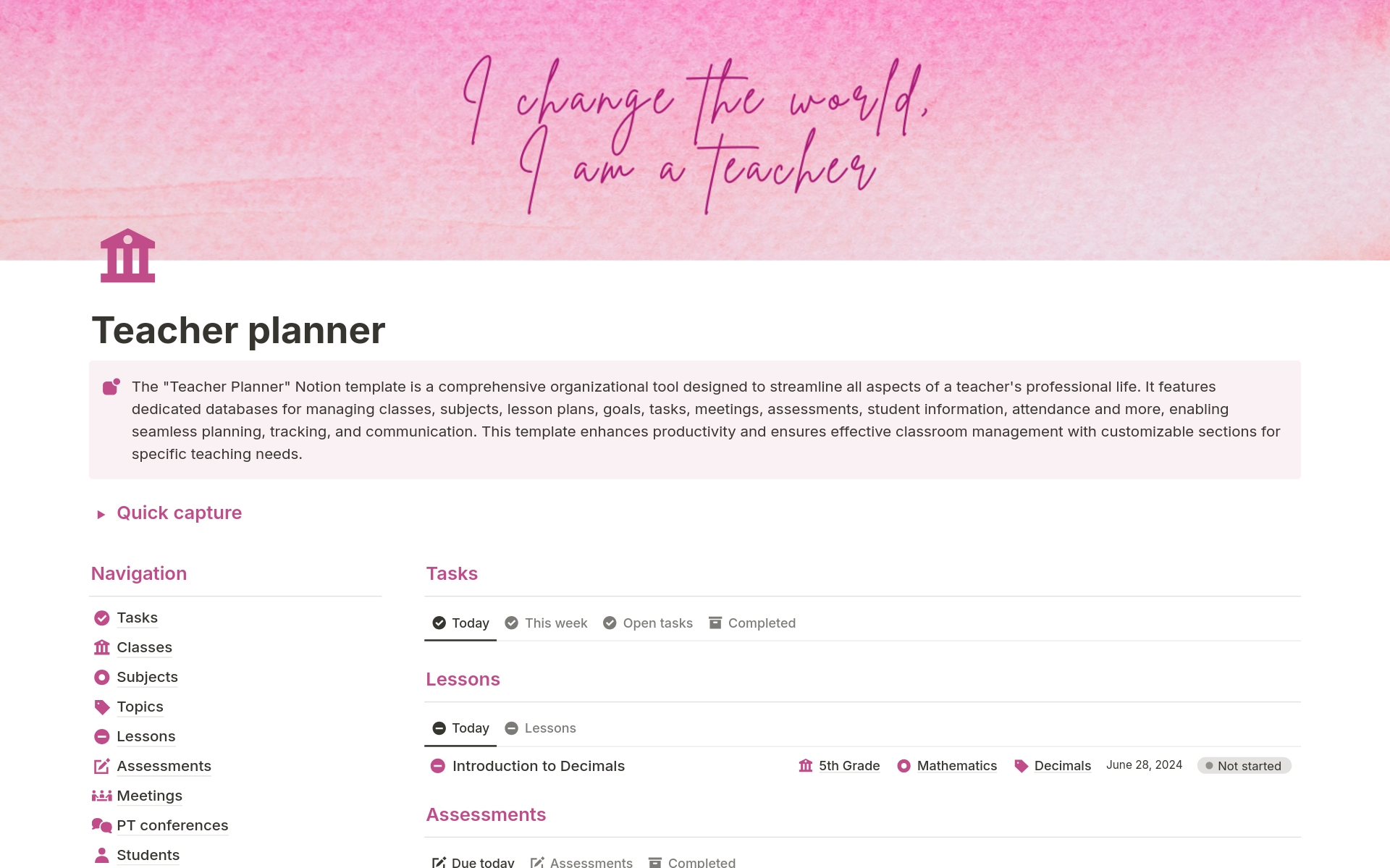 Teacher planner Template | Notion Marketplace