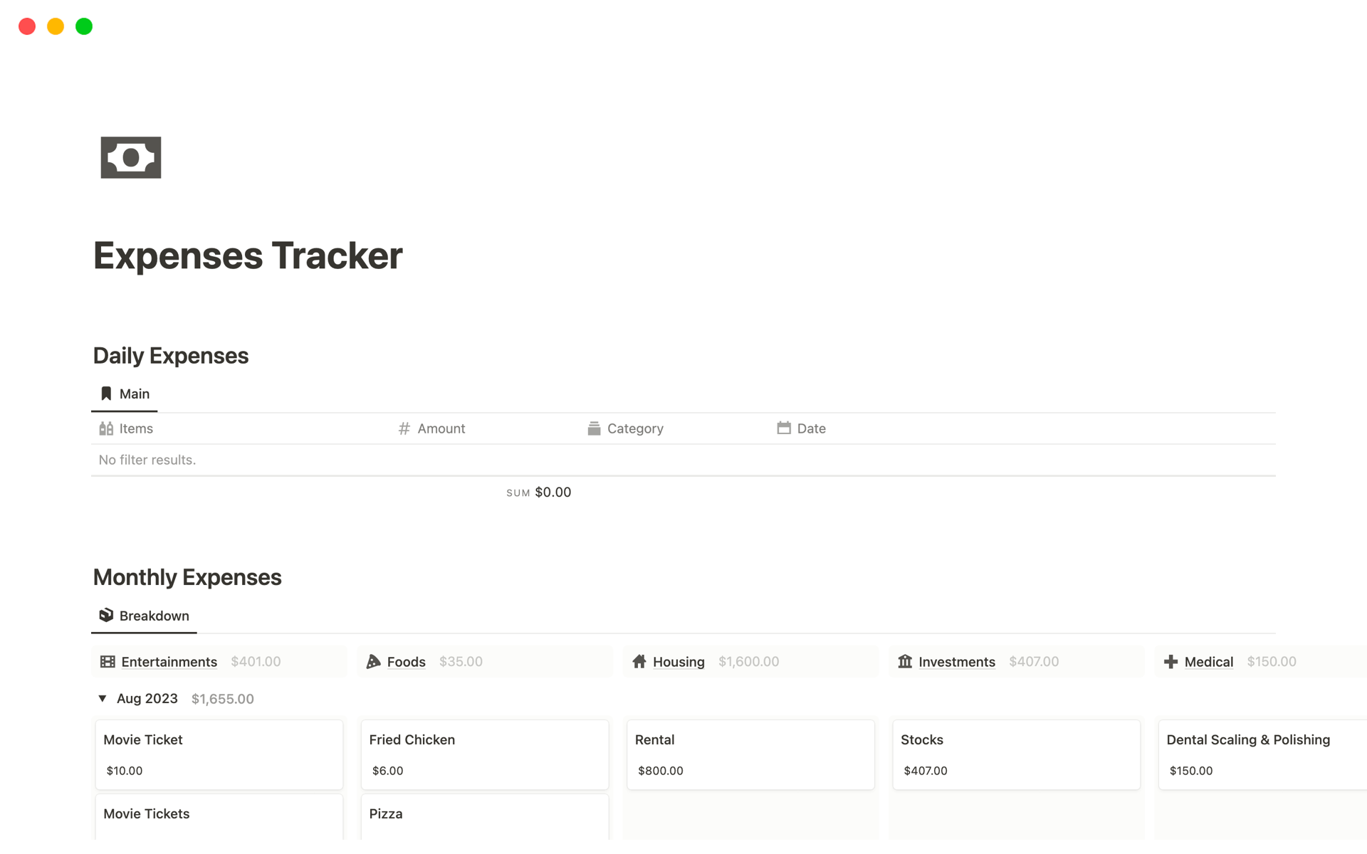Expenses Tracker Template by Calbees | Notion Marketplace
