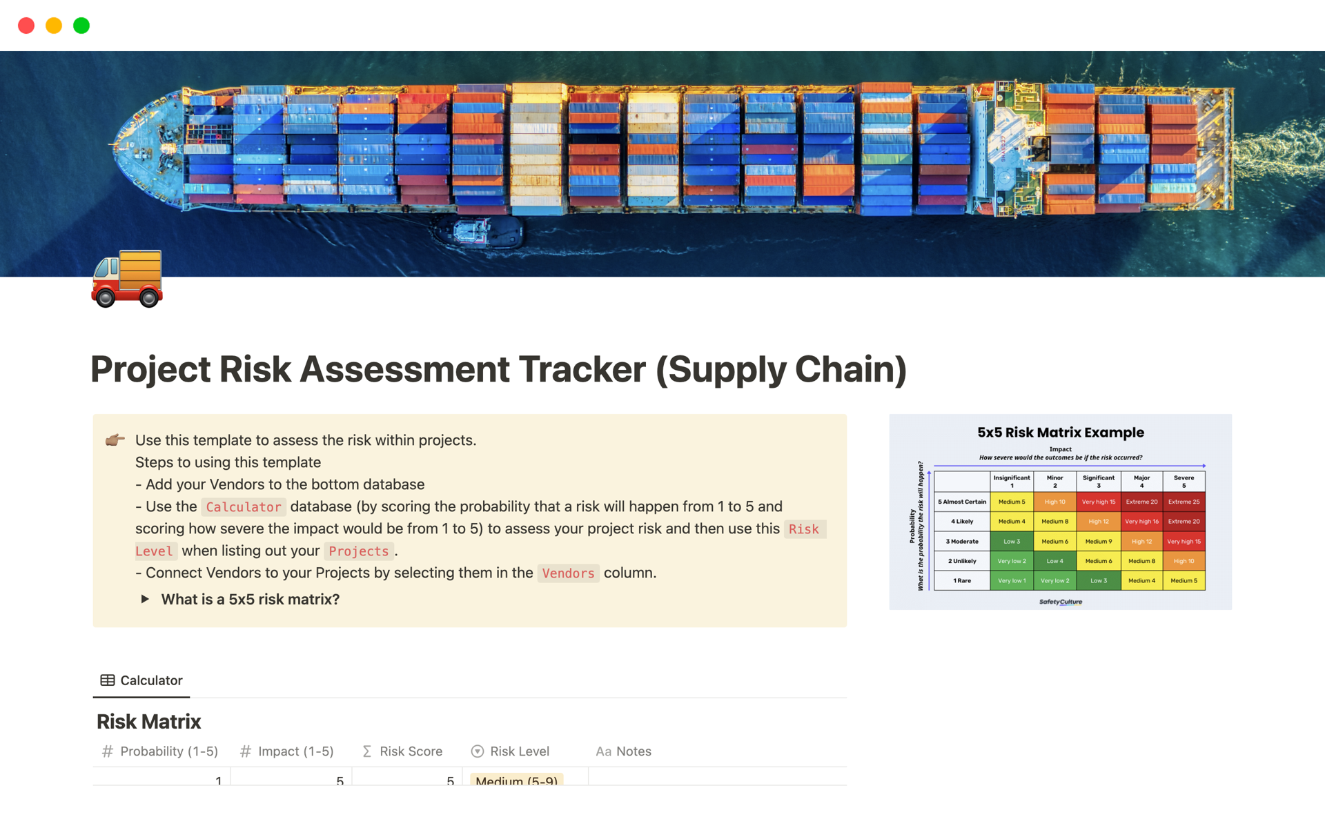 Project Risk Assessment Tracker (Supply Chain) Template by Template ...