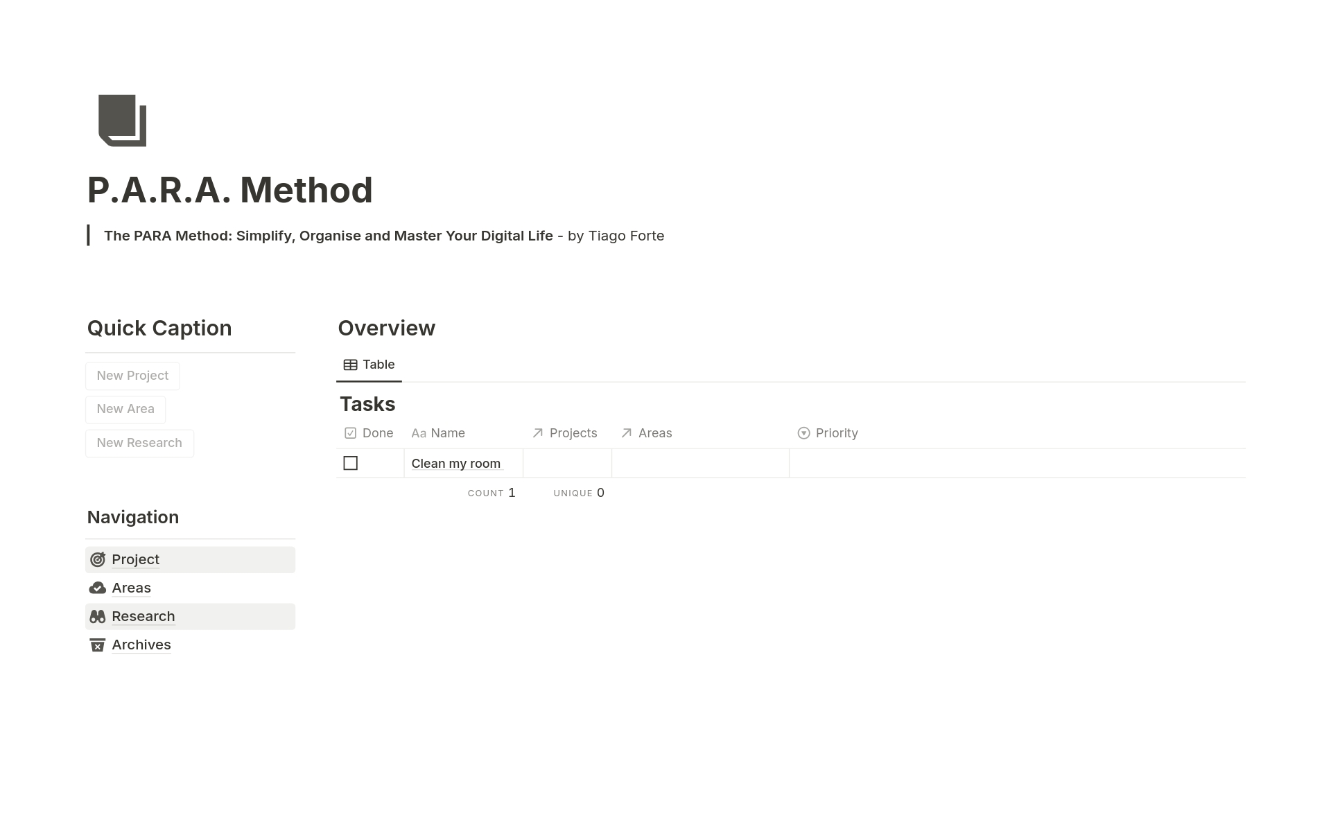 PARA Method Template by Mr Notion Guy | Notion Marketplace