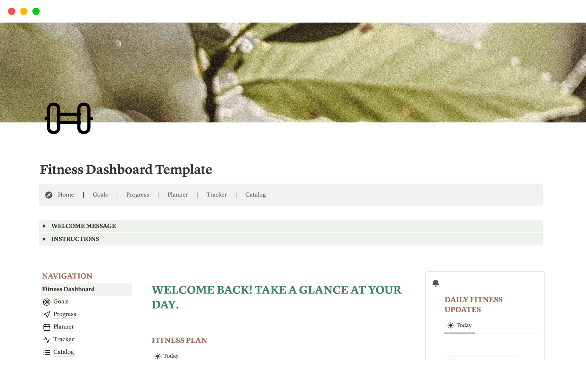 Fitness Dashboard Template by WYS Digital Designs | Notion Marketplace