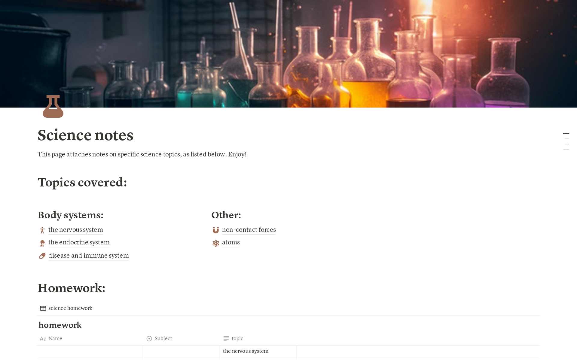 Crucial Science Topic Notes Template | Notion Marketplace
