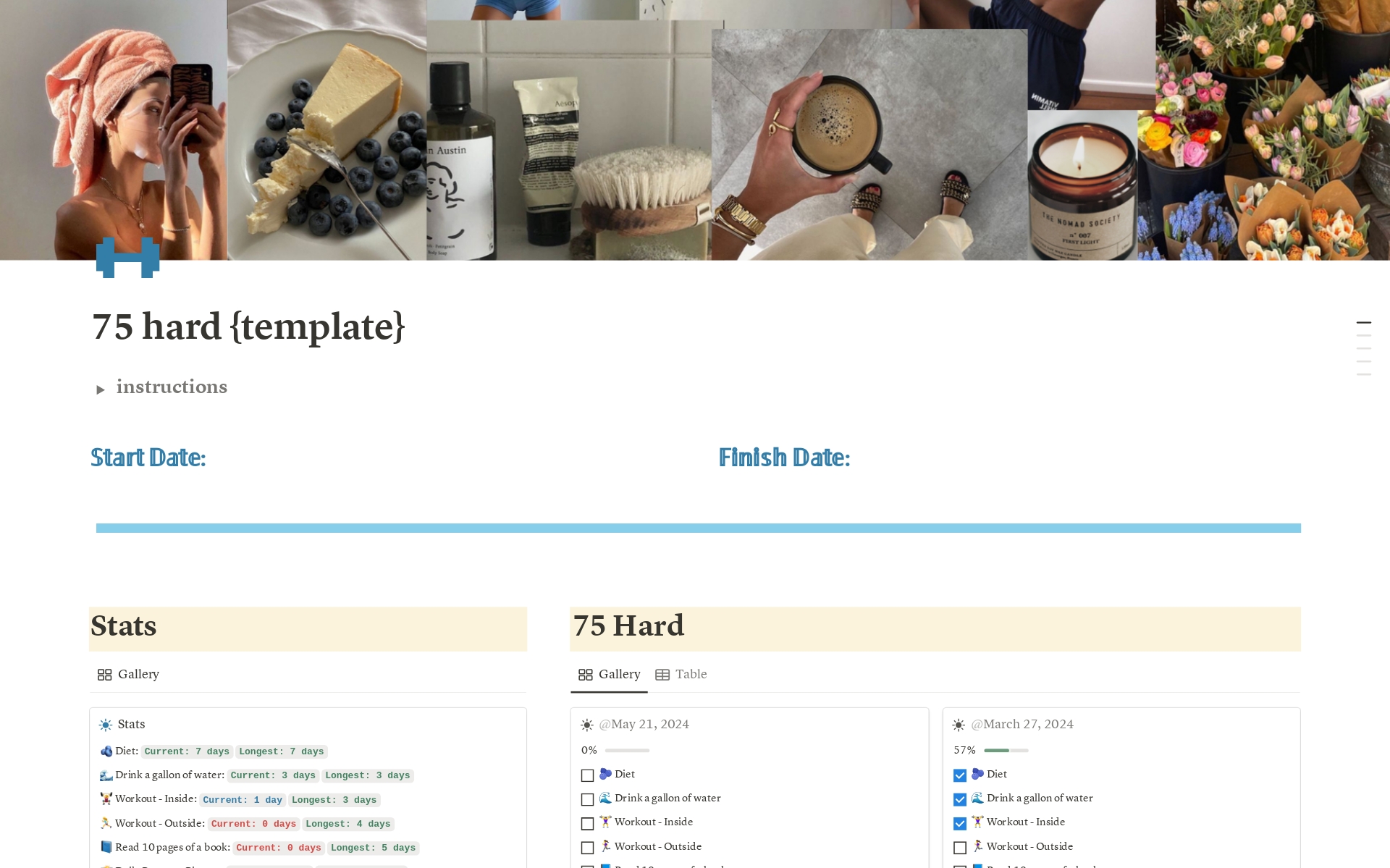 75 Hard Template | Notion Marketplace